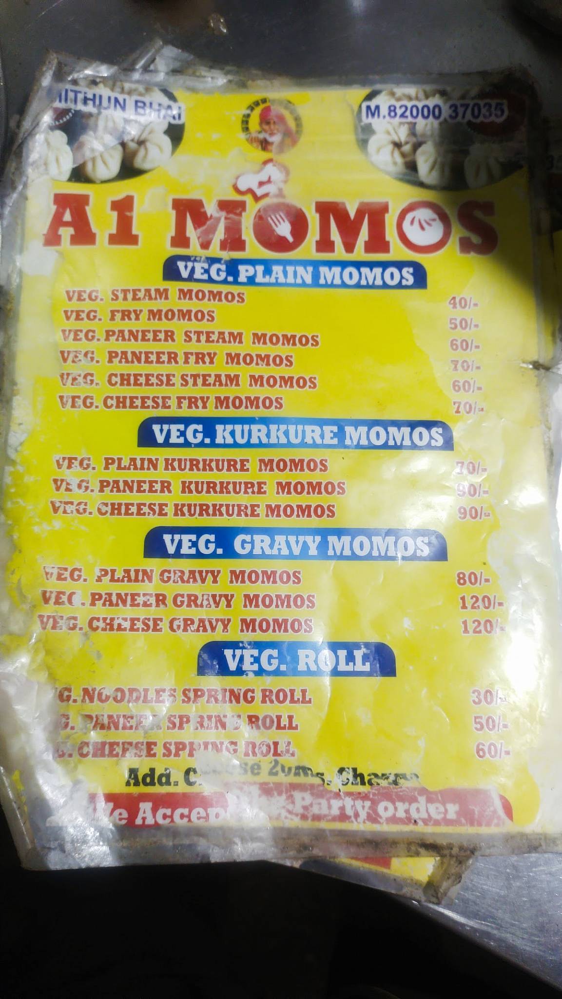 Menu at A1 momos, Surat