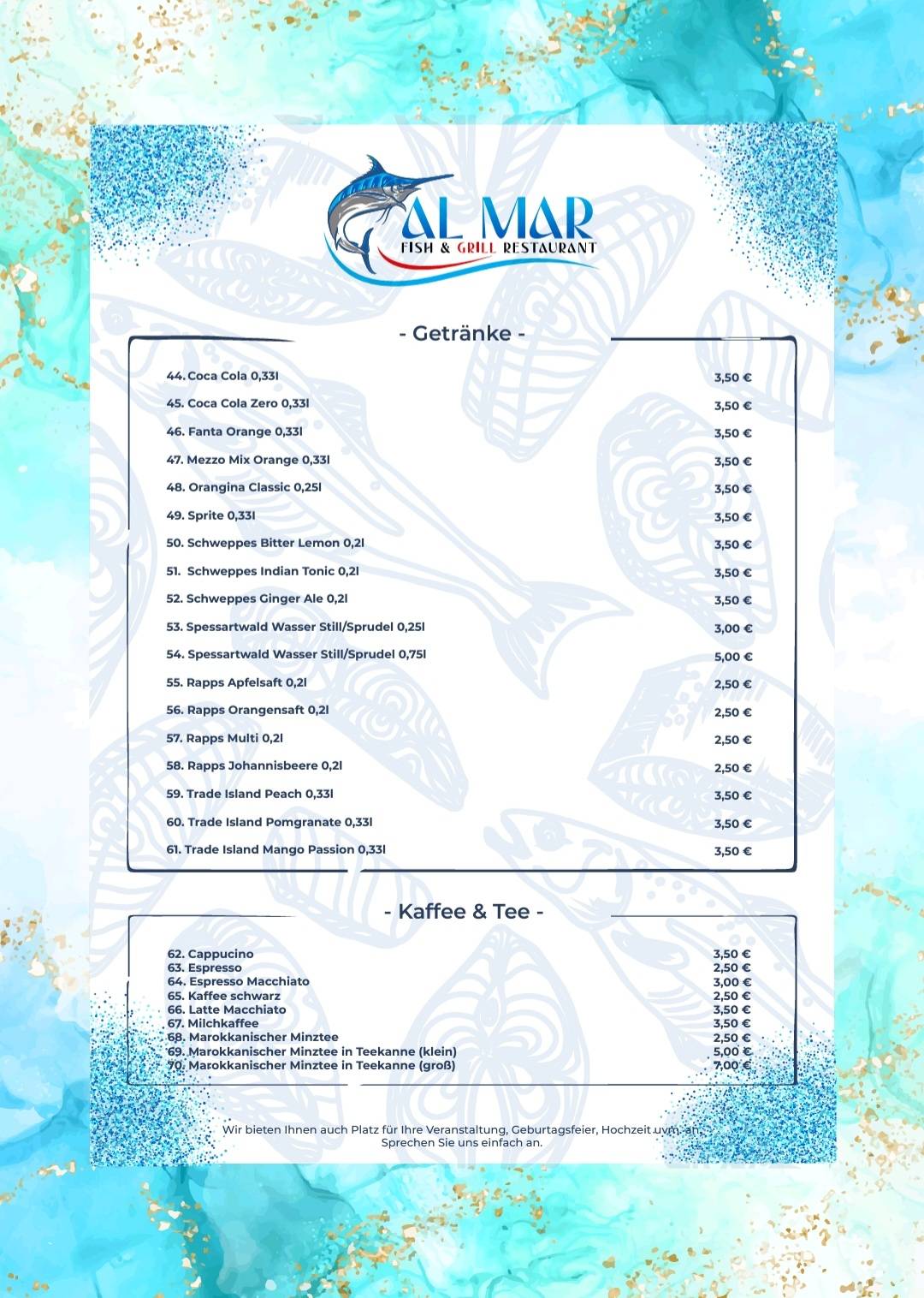 Menu at AL MAR Fish & Grill restaurant, Offenbach