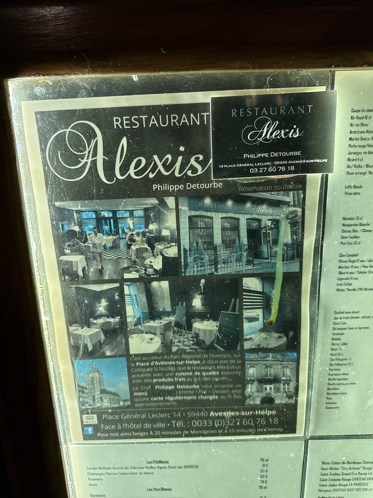 Menu au Restaurant Alexis, Avesnes-sur-Helpe