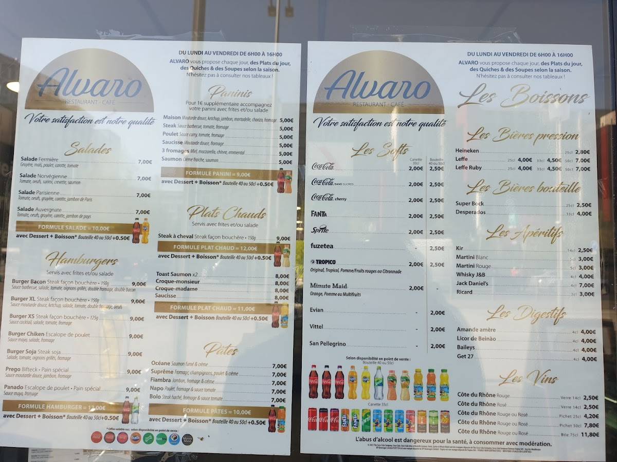 Menu au Restaurant Alvaro, Nanterre