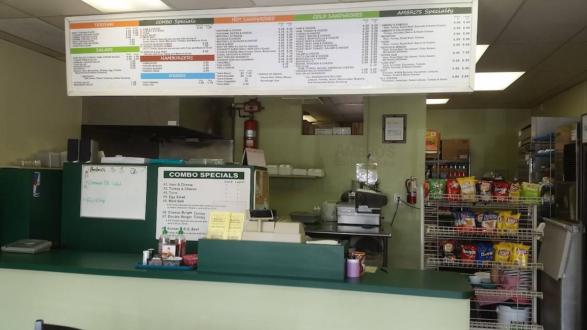 Menu at Ambros Sandwich restaurant, San Dimas
