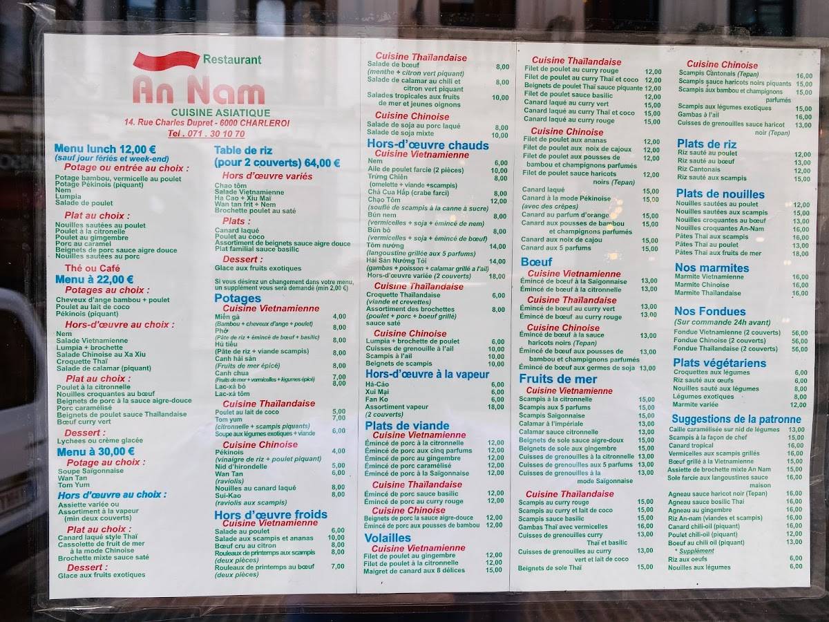 Menu au An-nam, Charleroi
