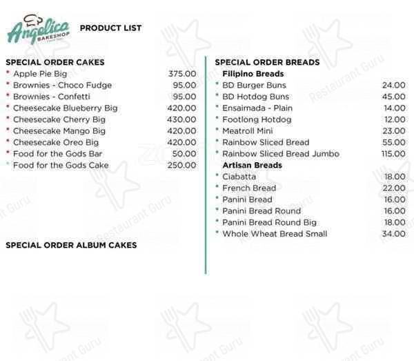 Menu at Angelica, Lapu-Lapu City, Grand Mall