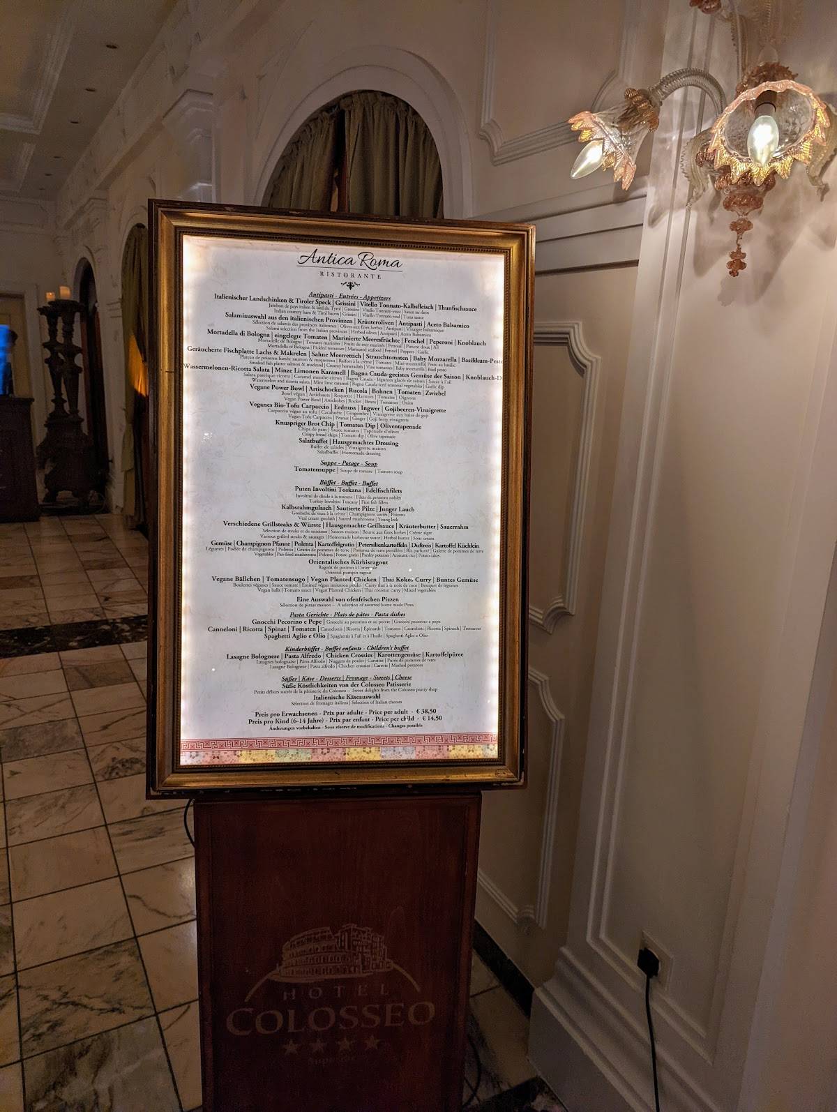 Speisekarte von Restaurant „Antica Roma“, Rust