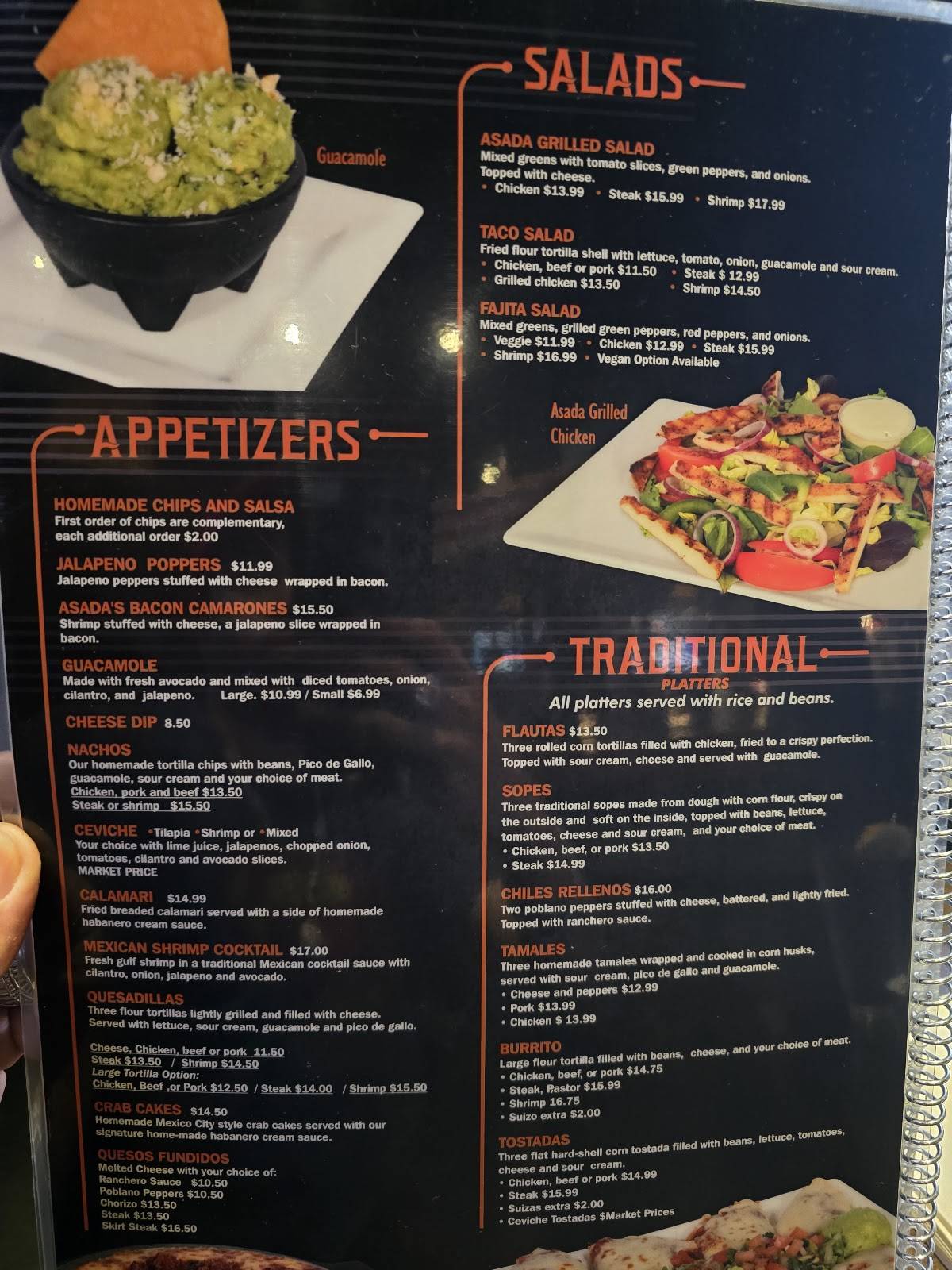 Menu at Asada Grill & Cantina restaurant, Highland, W 45th St