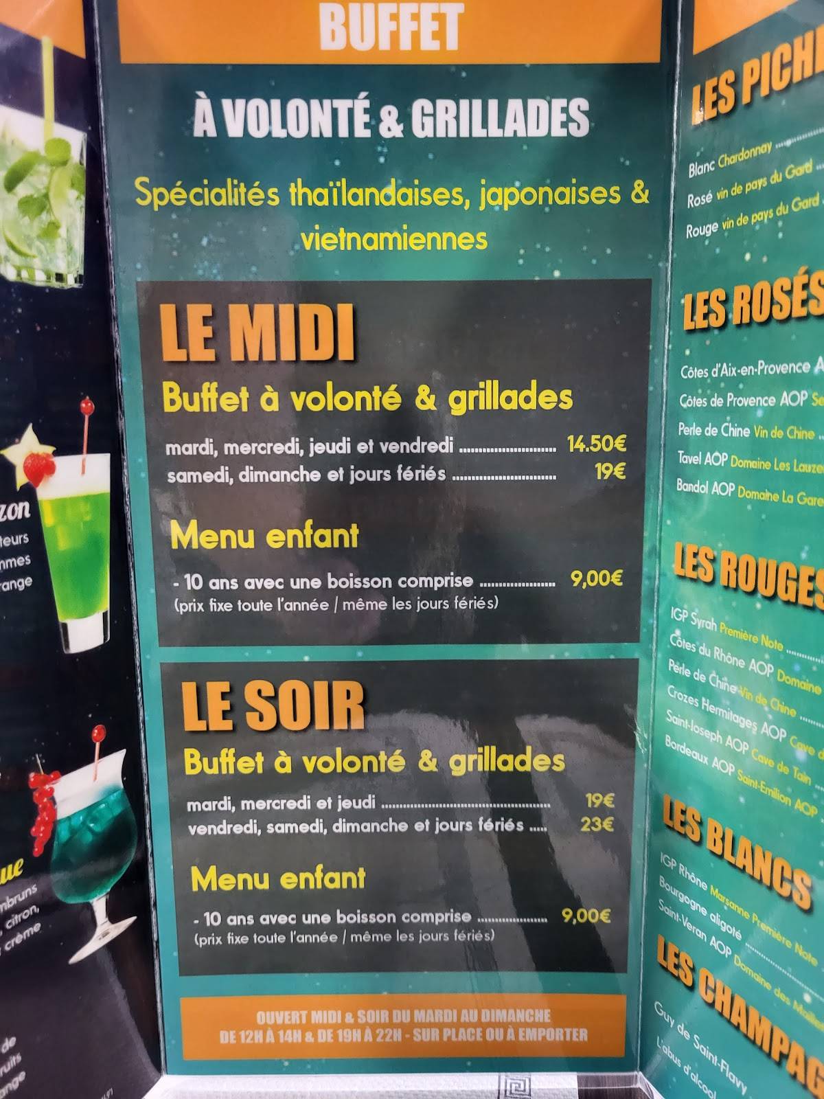 Menu au Asia Délice restaurant, Feurs