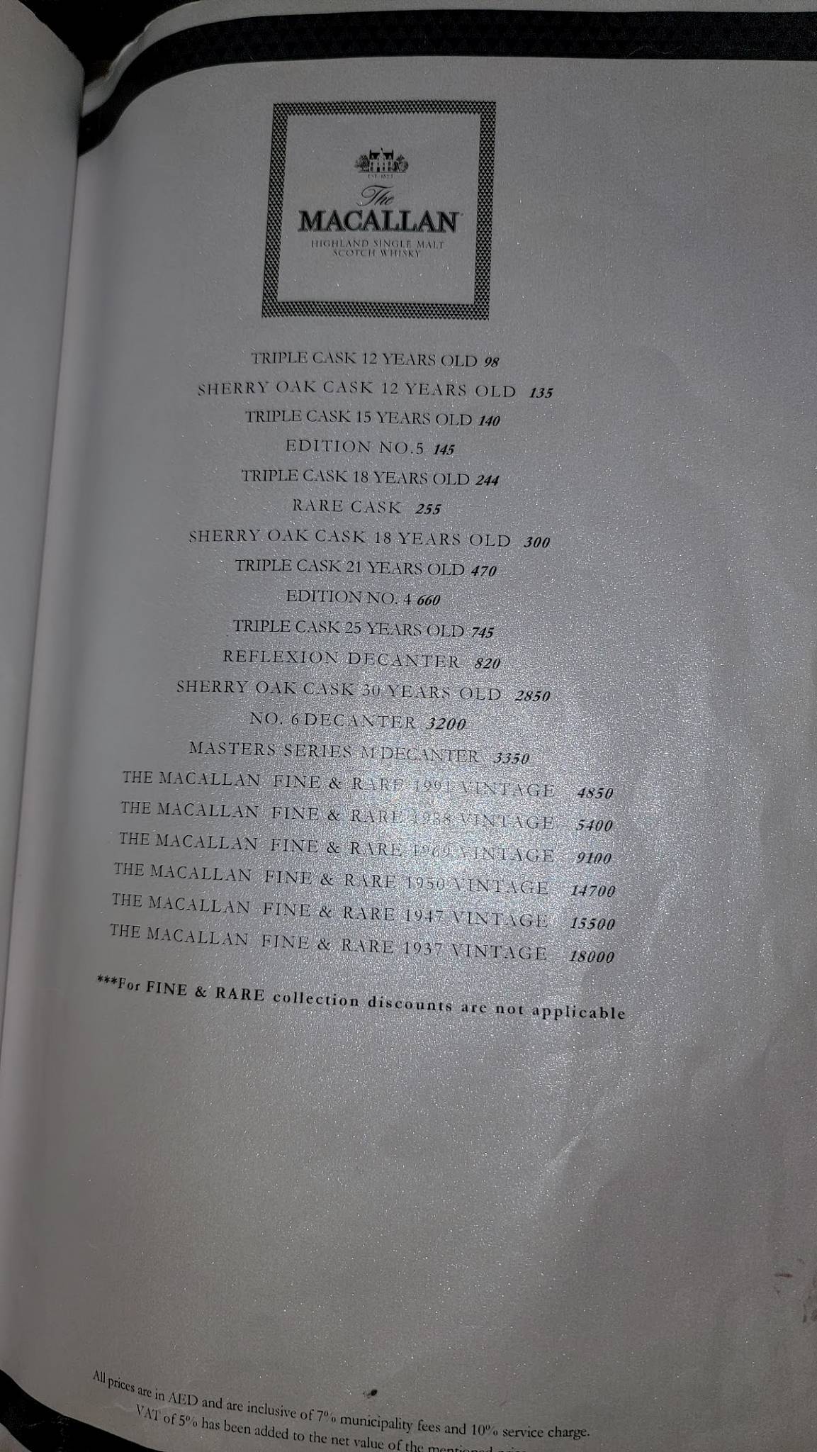 Menu at Atmosphere Burj Khalifa restaurant, Dubai, 57XF+J8R Burj ...