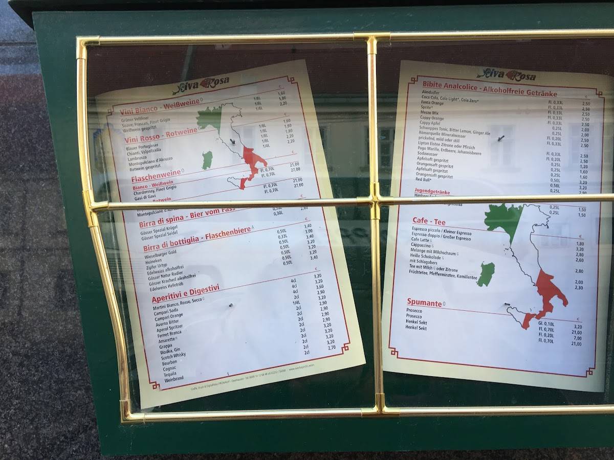 Menu at Restaurant Babylon 3, Vienna