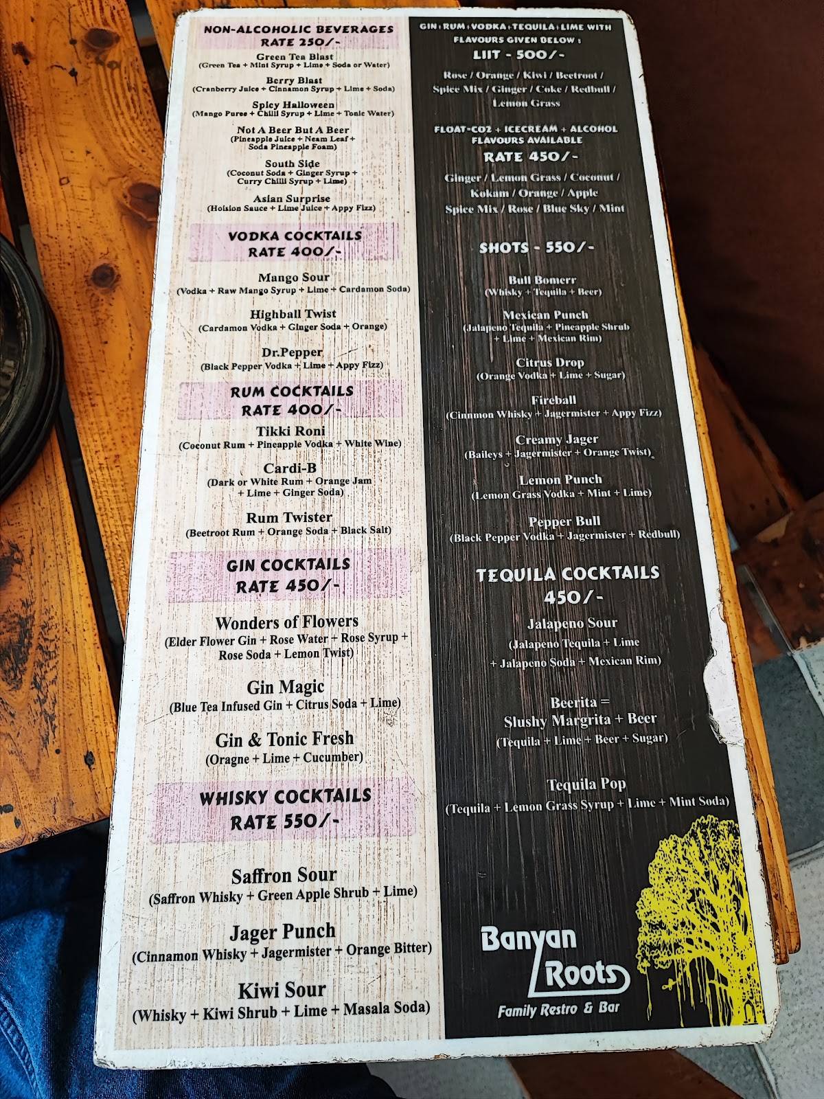 Menu at Banyan Rooted Family Restaurant & Bar, Daman