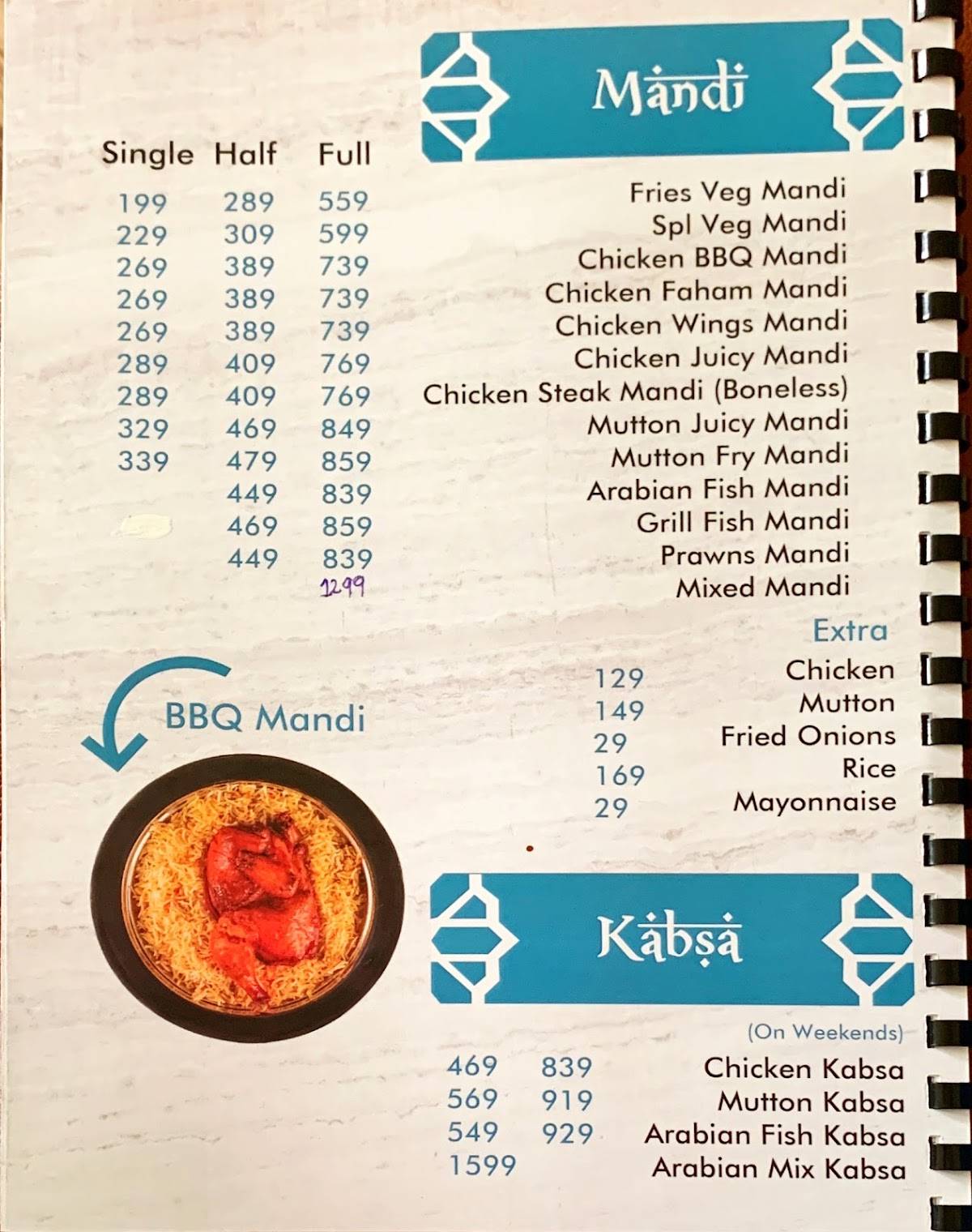 Menu at Barkas Arabian Kitchens, Rajahmundry, Near