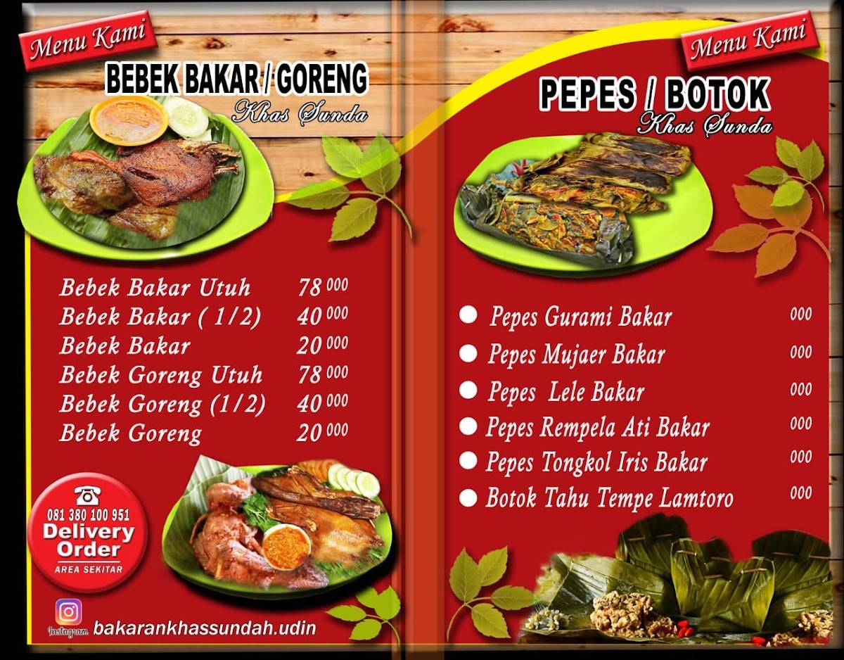 Menu at Bebek& Ayam Bakar Khas Sunda H. Udin restaurant, Sidoarjo