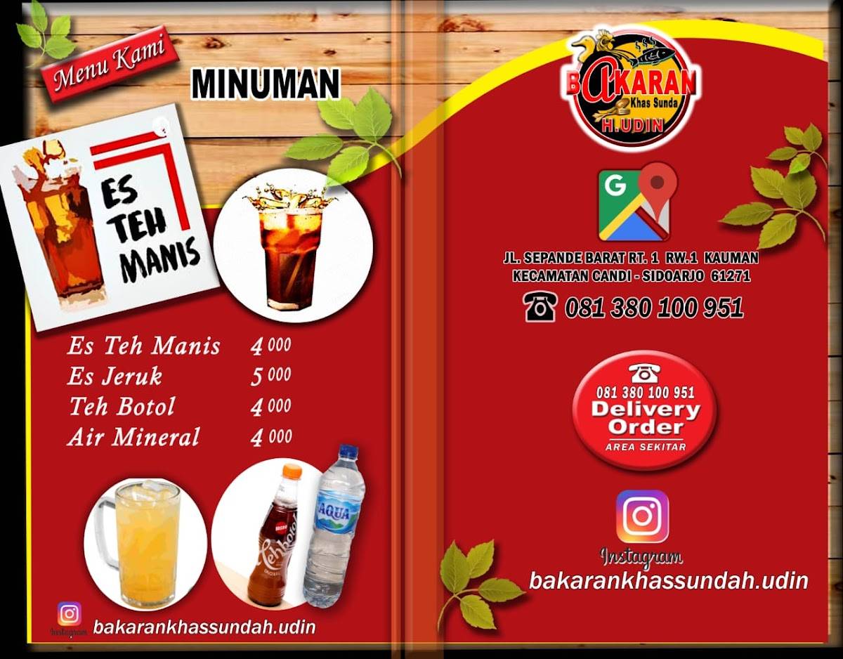 Menu at Bebek& Ayam Bakar Khas Sunda H. Udin restaurant, Sidoarjo