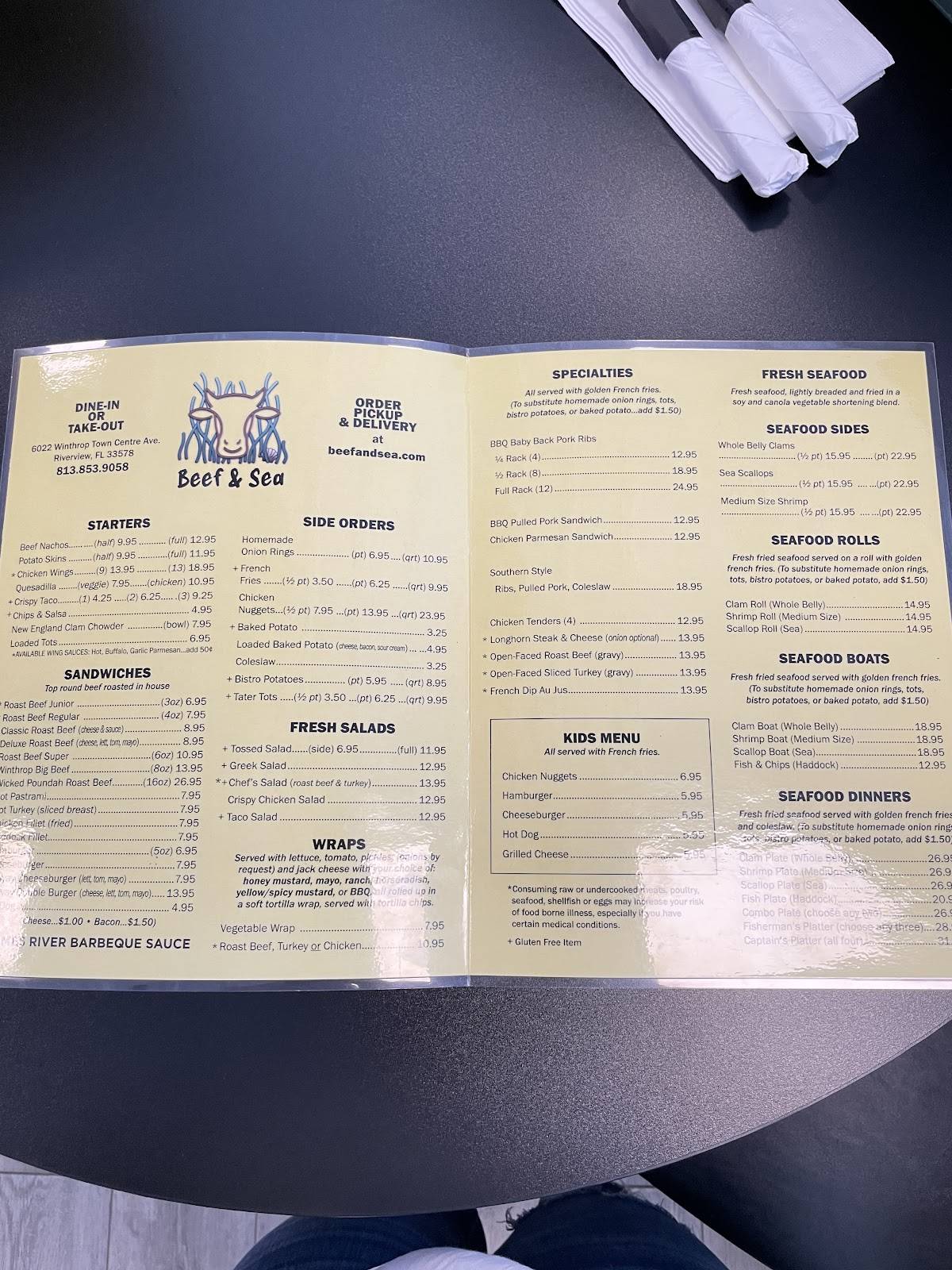 Menu at Beef & Sea restaurant, Riverview