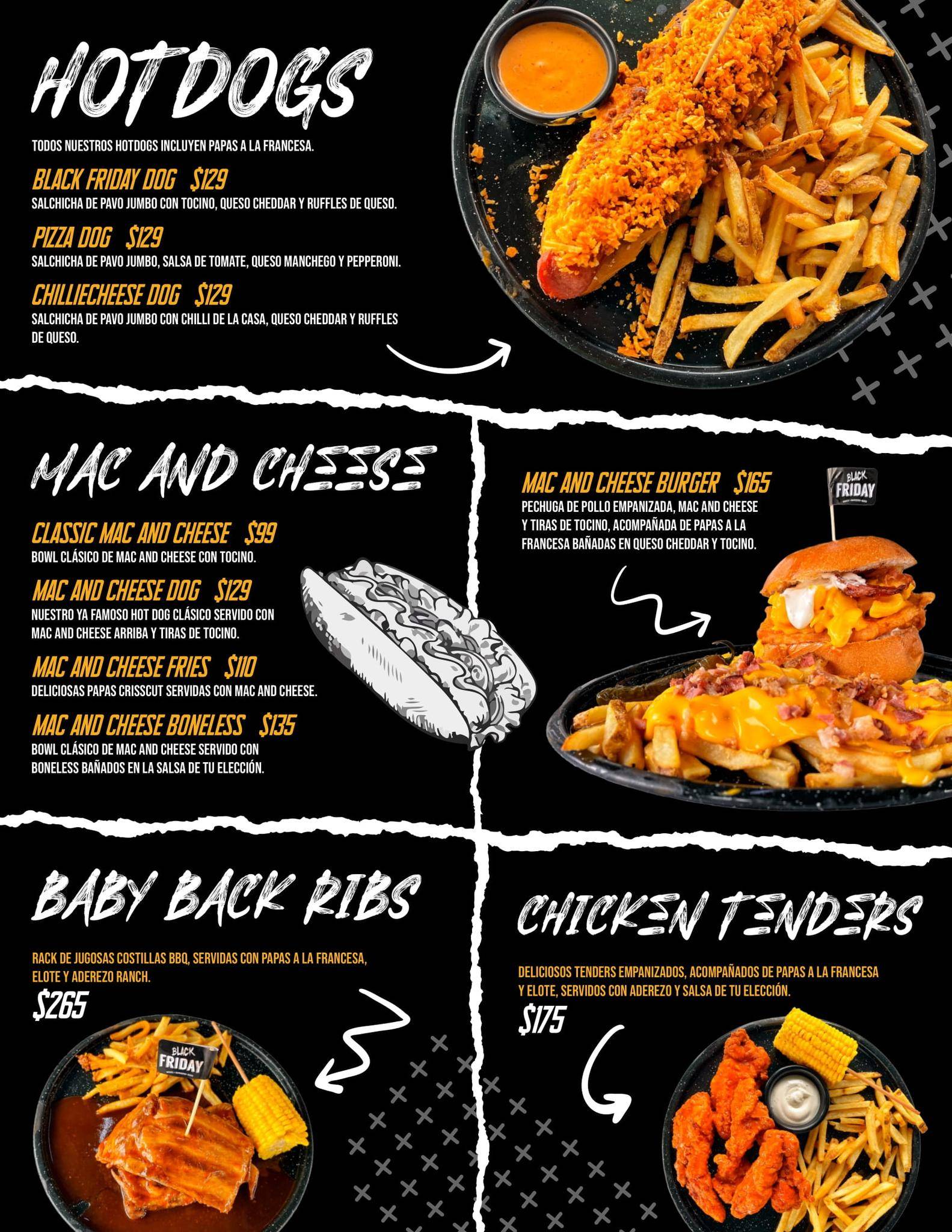 Carta del restaurante Black Friday, San Nicolás del los Garza