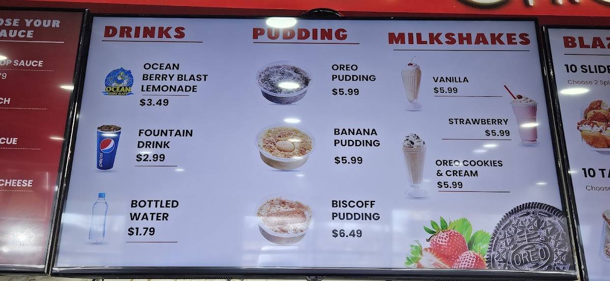 Menu at Blazin Coop's Nashville Hot Chicken restaurant, Canton