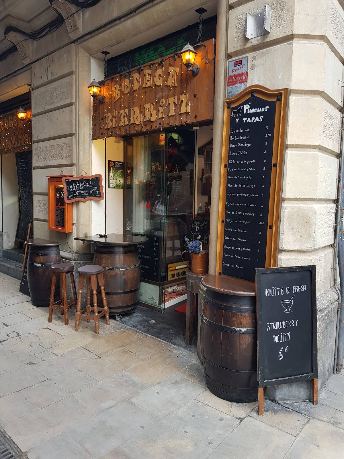 Menu at Bodega Biarritz 1881 restaurant, Barcelona, Carrer Nou de Sant ...