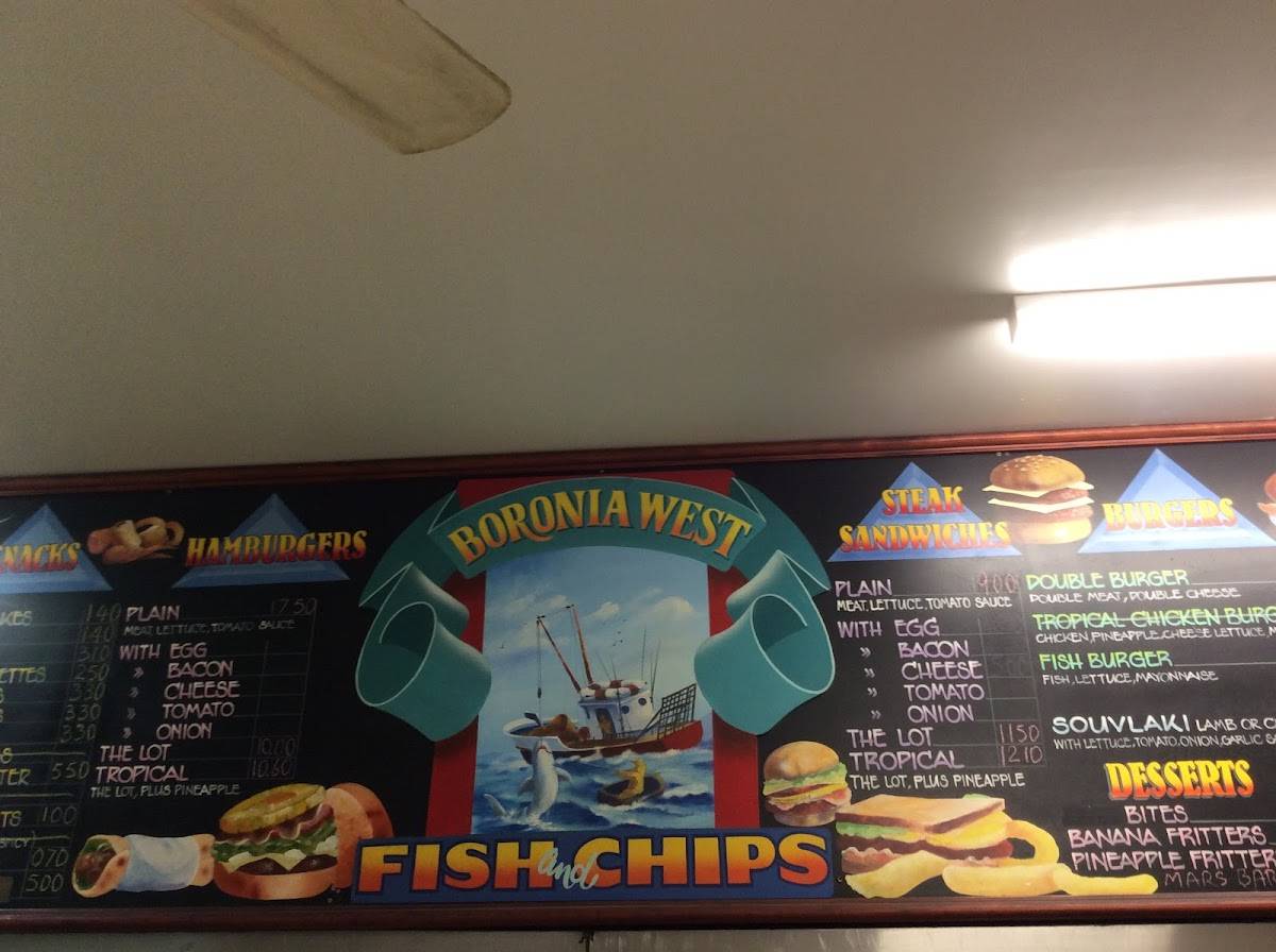 Menu at Boronia West Fish And Chips restaurant, Boronia
