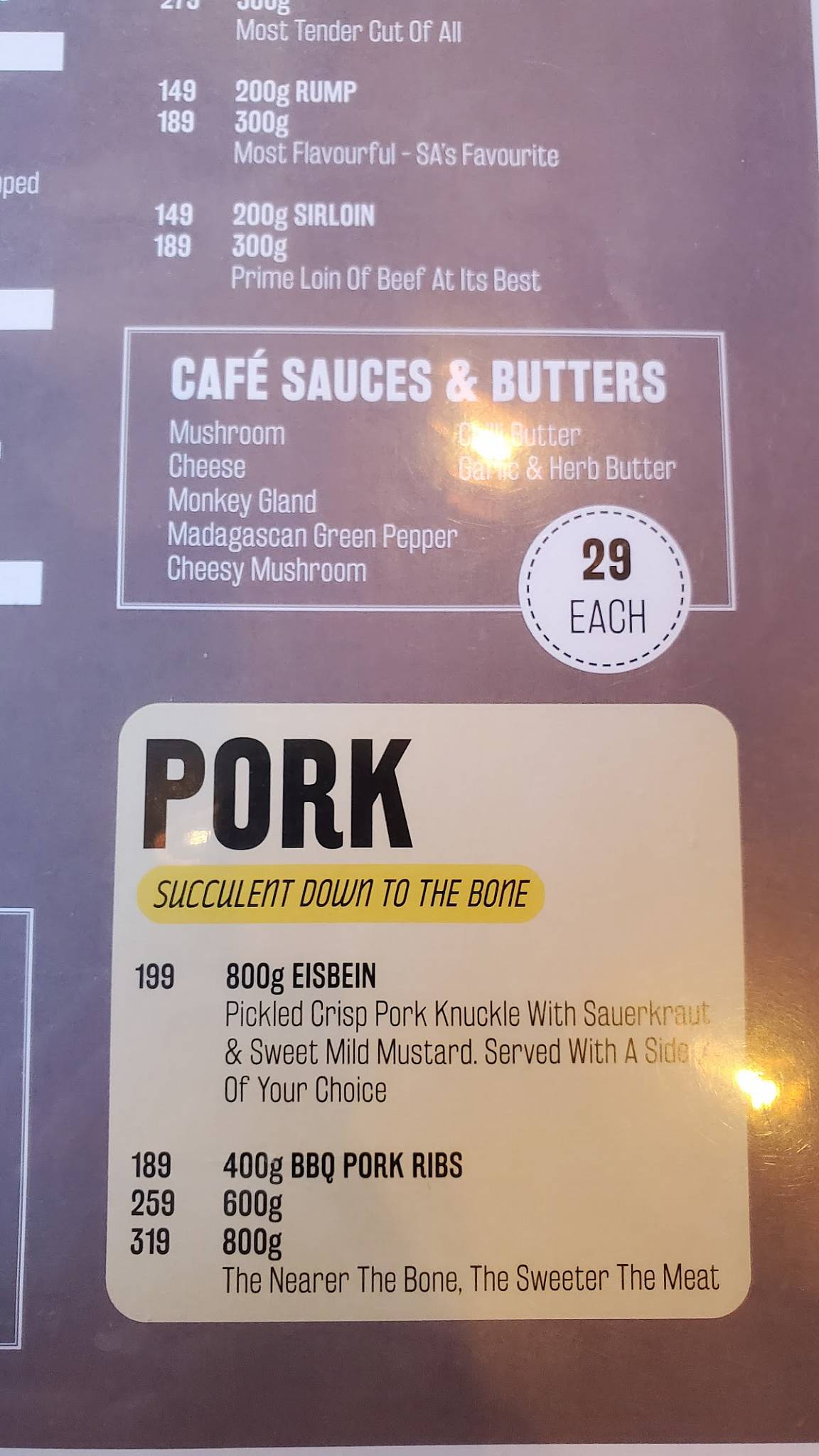 Menu at Bossa Paarl restaurant, Paarl, 166 Main Road