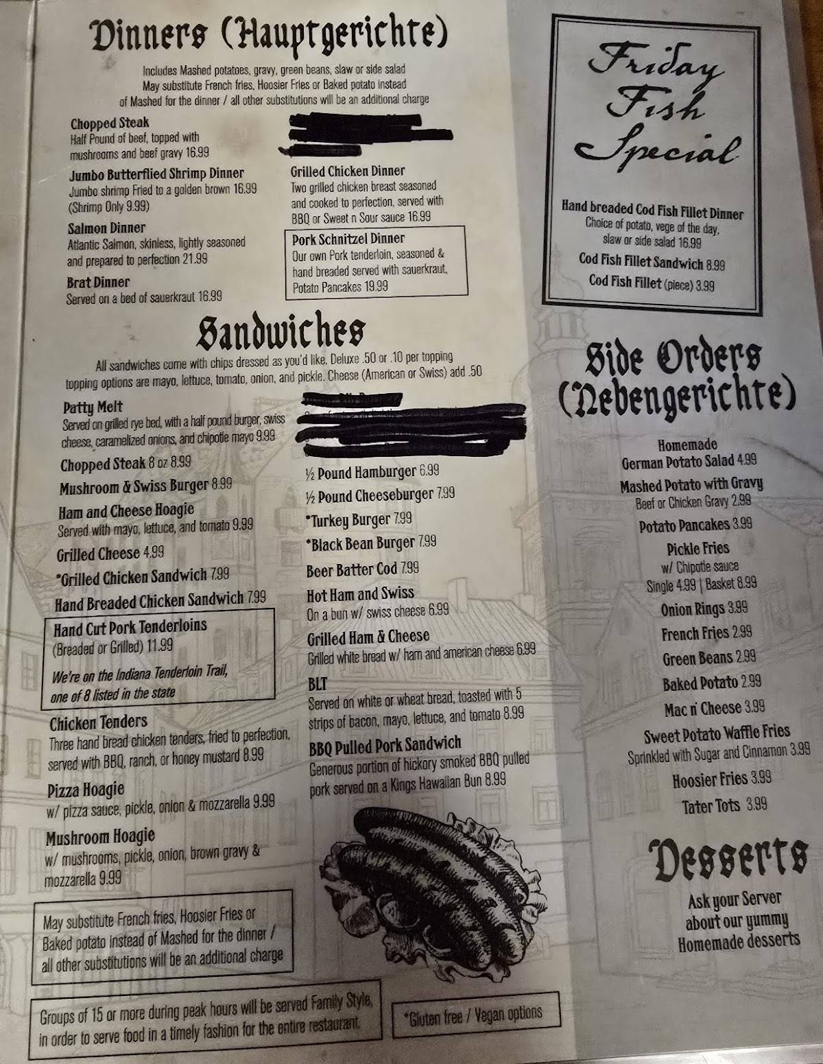 Menu at Brau Haus restaurant, Oldenburg