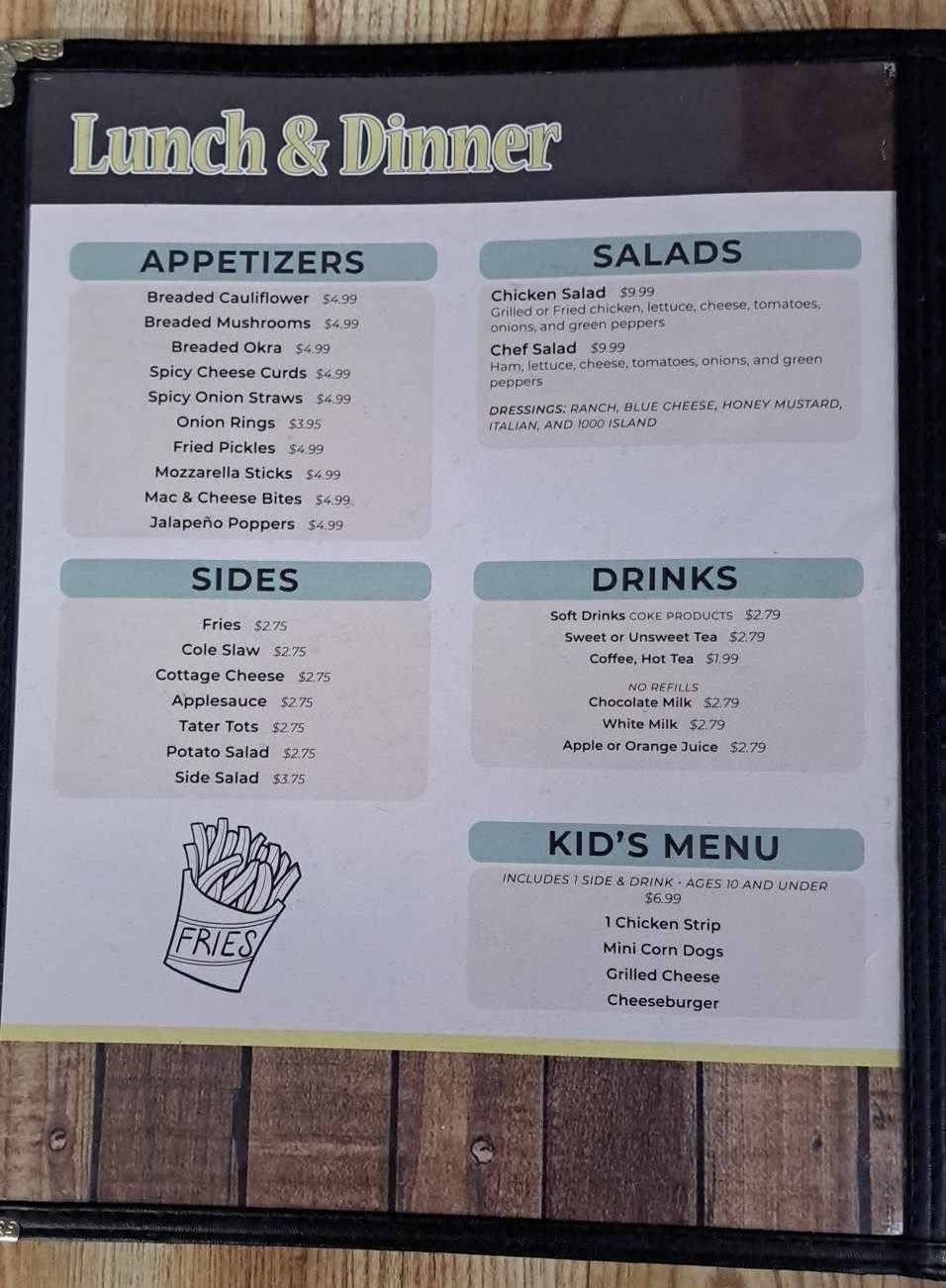 Menu at Buckboard Diner restaurant, Borden