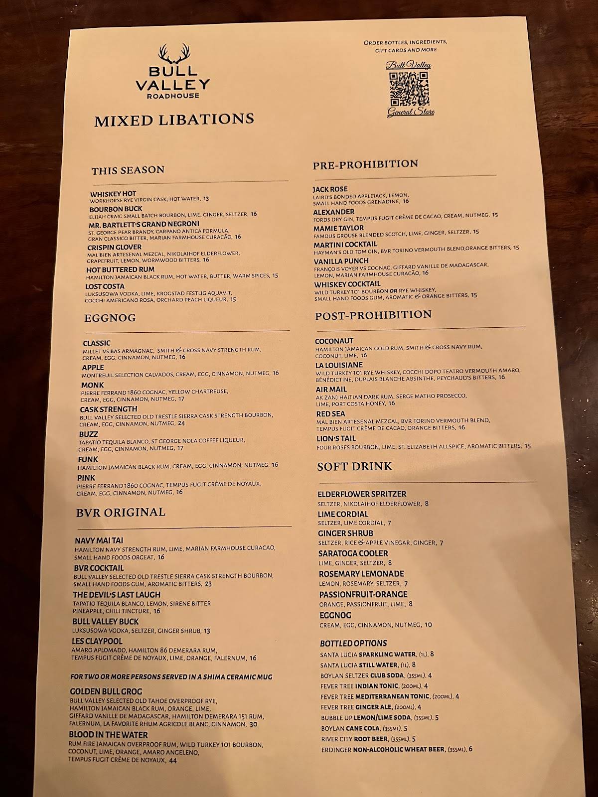 Menu at Bull Valley Roadhouse pub & bar, Port Costa