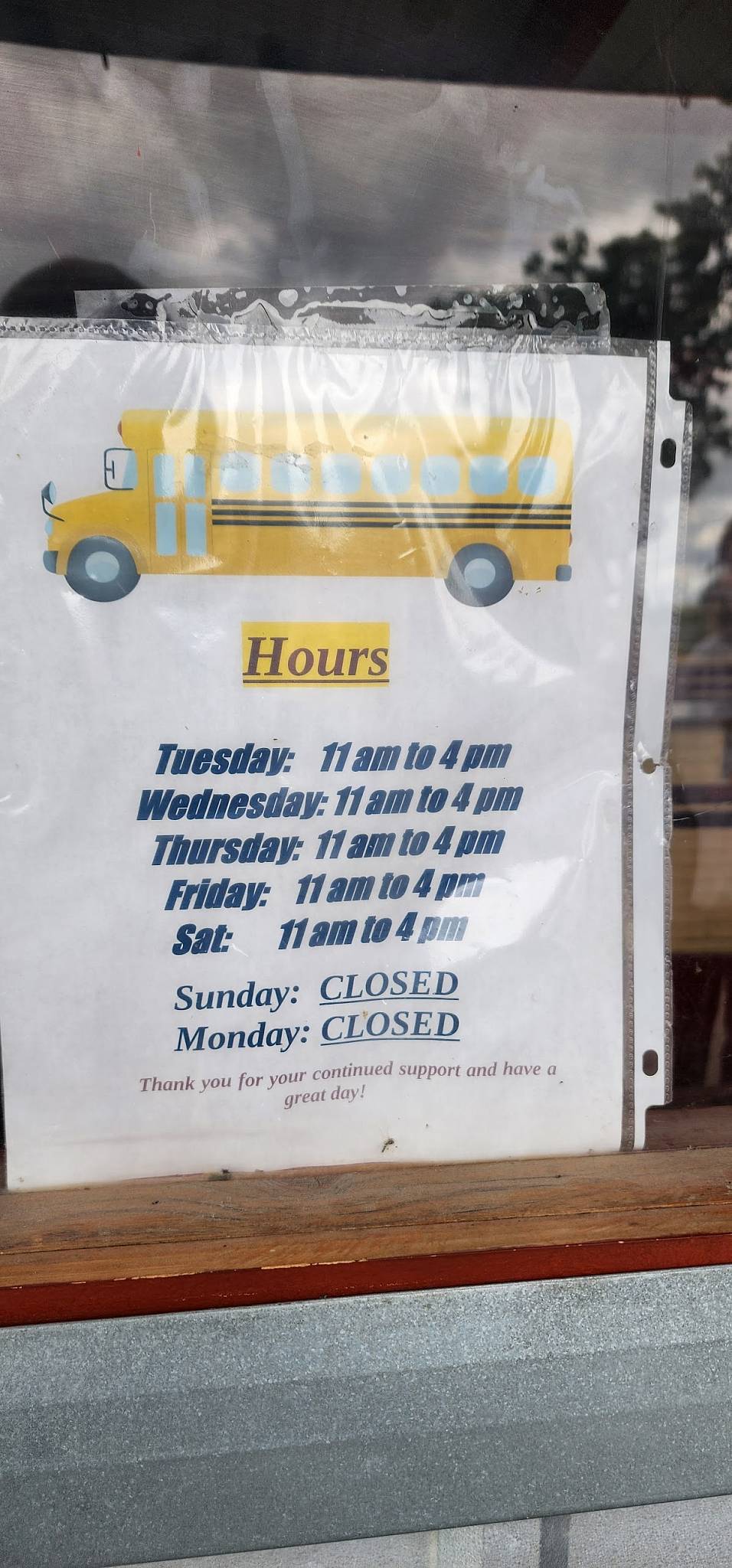 Menu at Burger Bus restaurant, Kenai