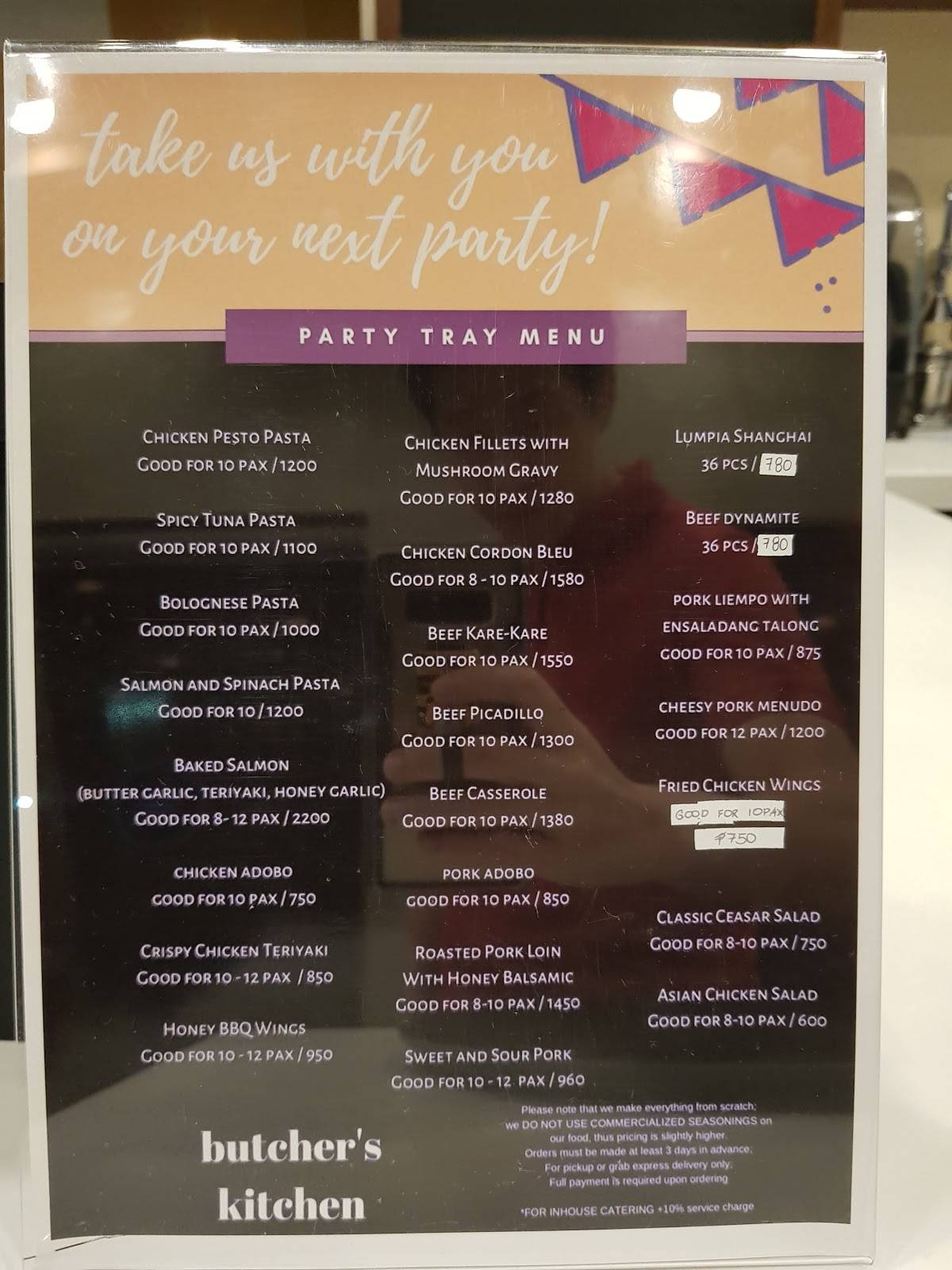 Menu at Butcher's Kitchen restaurant, Quezon City