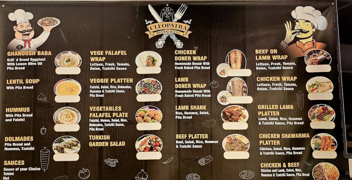 Menu at CLEOPATRA RESTAURANT, Summerland