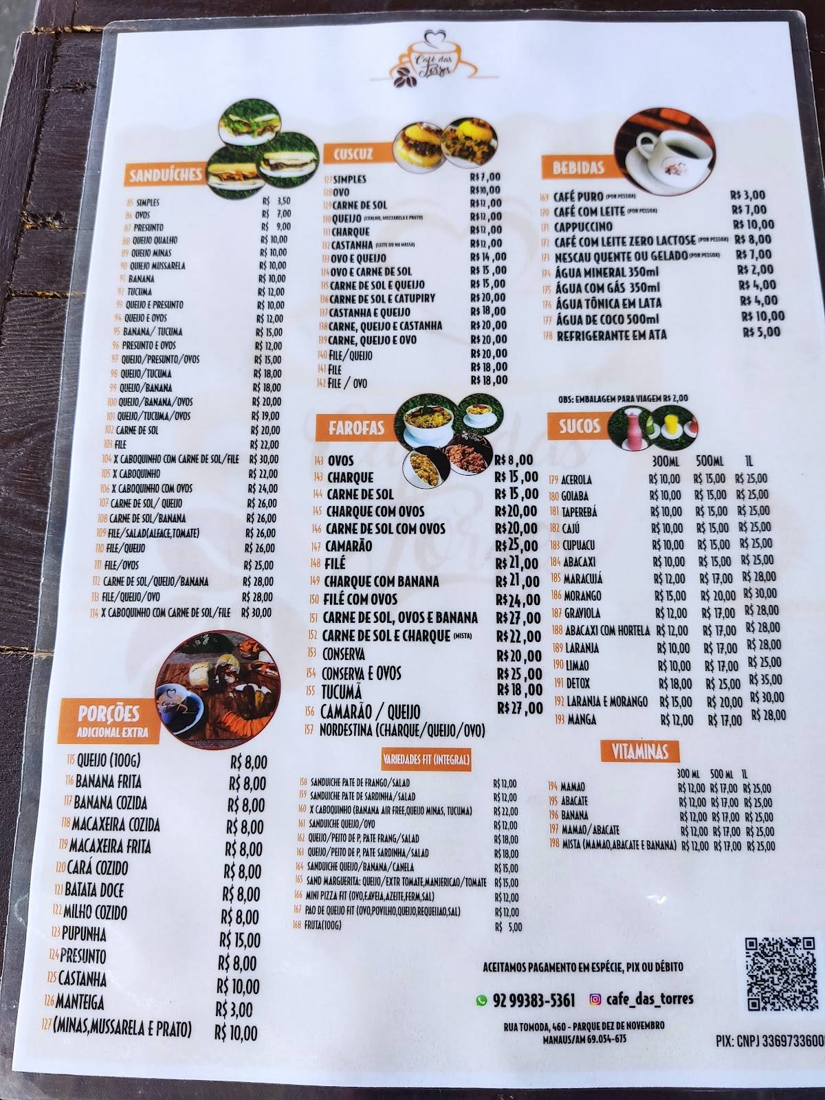 Menu em ️Café das Torres, Manaus, R. Tomoda