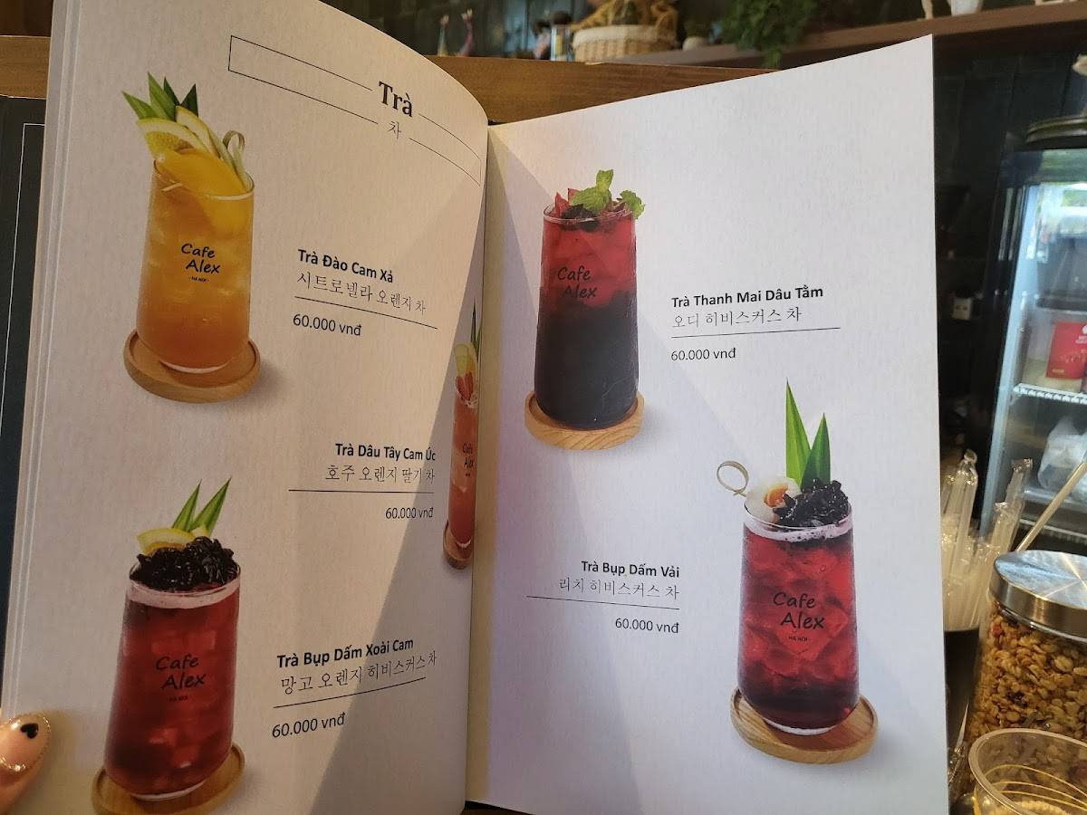 Menu at Cafe Alex, Hanoi