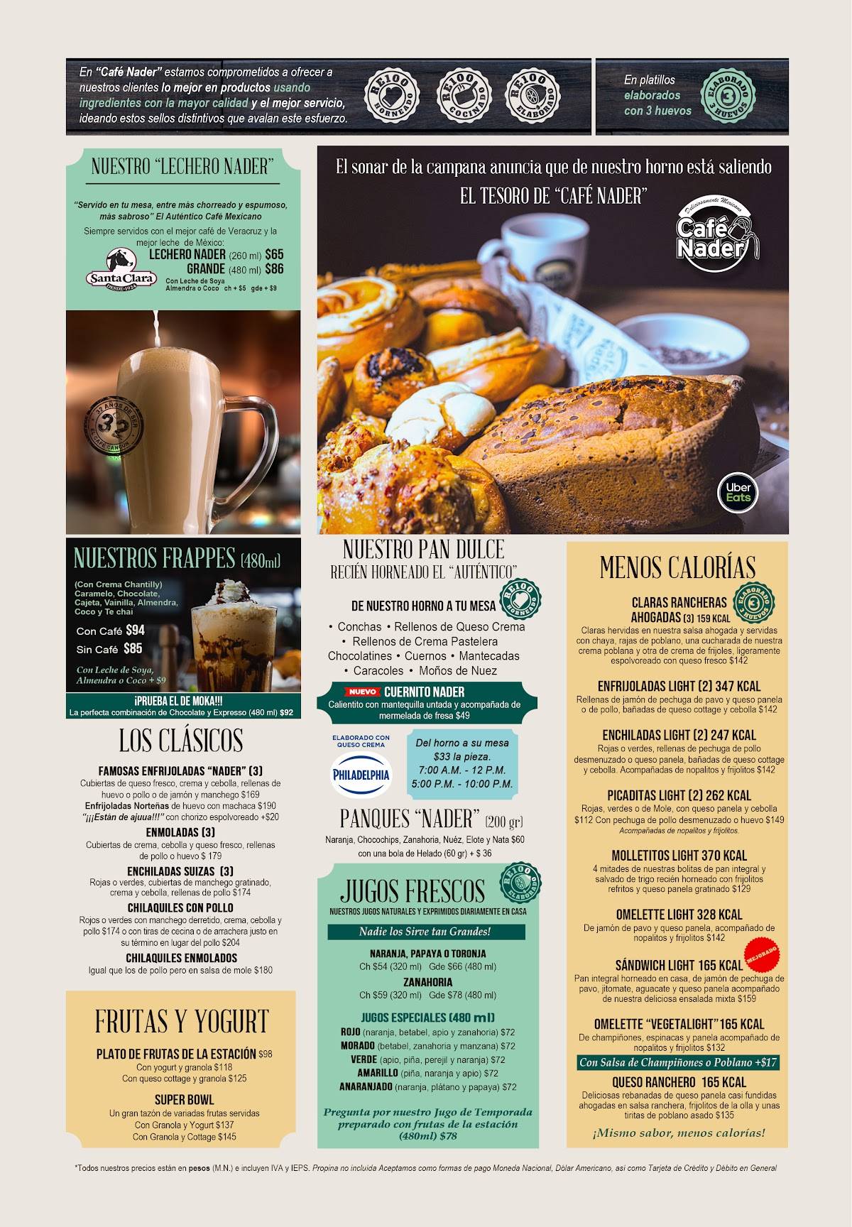 Carta de Café Nader Huayacán, Cancún, Avenida Huayacán SM 311 Alfredo V ...