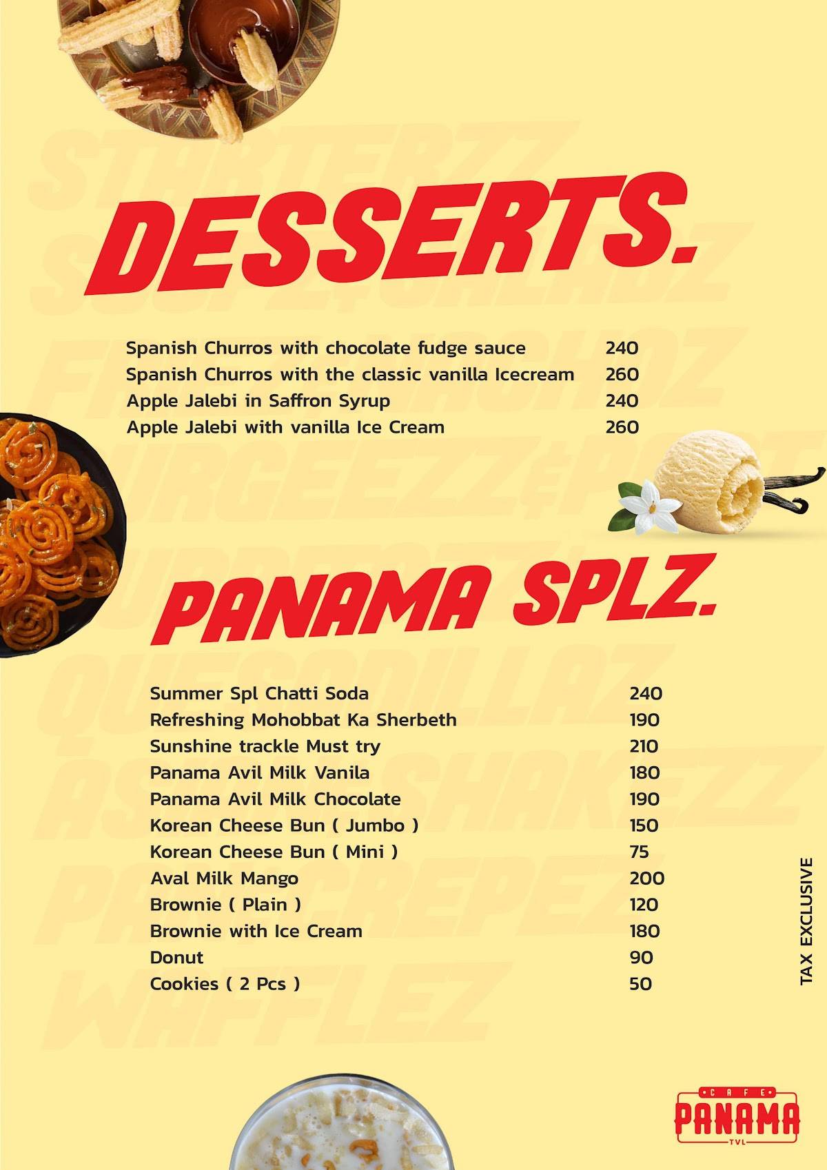 Menu at Cafe Panama - Tirunelveli, Tirunelveli