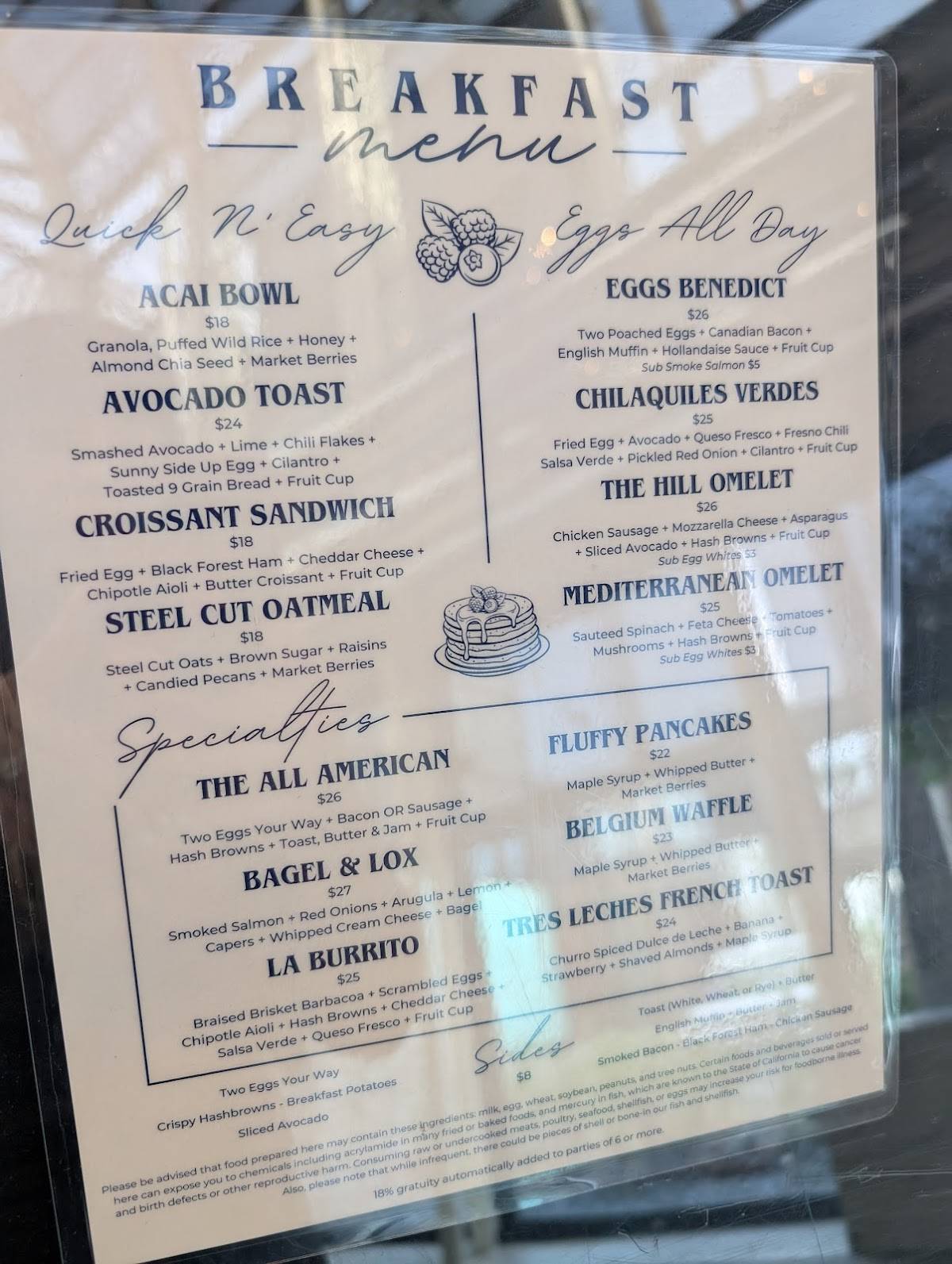 Menu at Cafe Sierra Seafood Buffet, Universal City