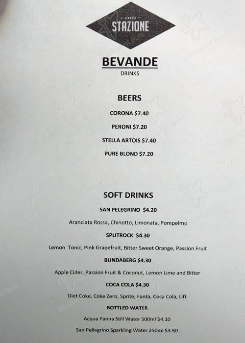 Menu at Caffe Stazione cafe, Ringwood