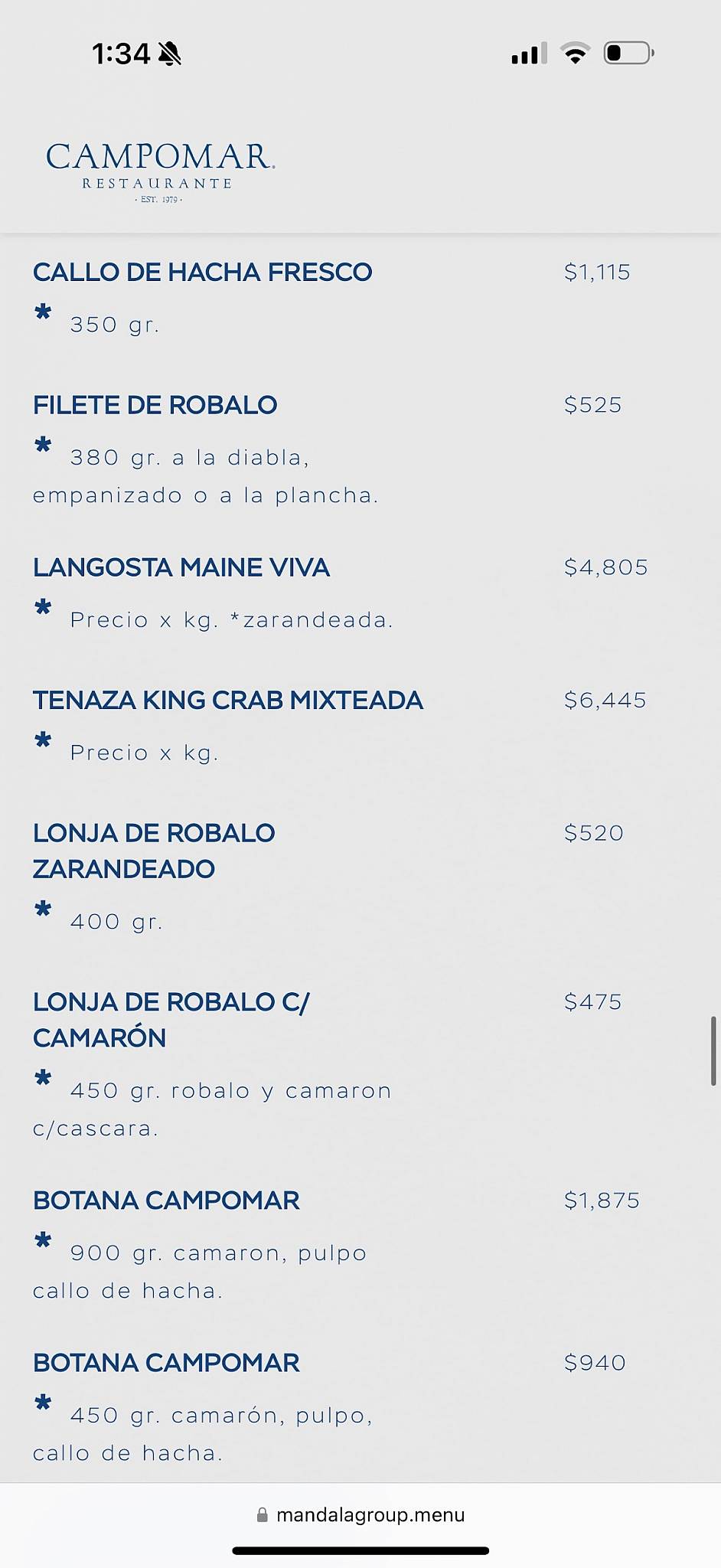 Carta del restaurante Campomar Andares, Guadalajara, Blvrd Puerta del ...