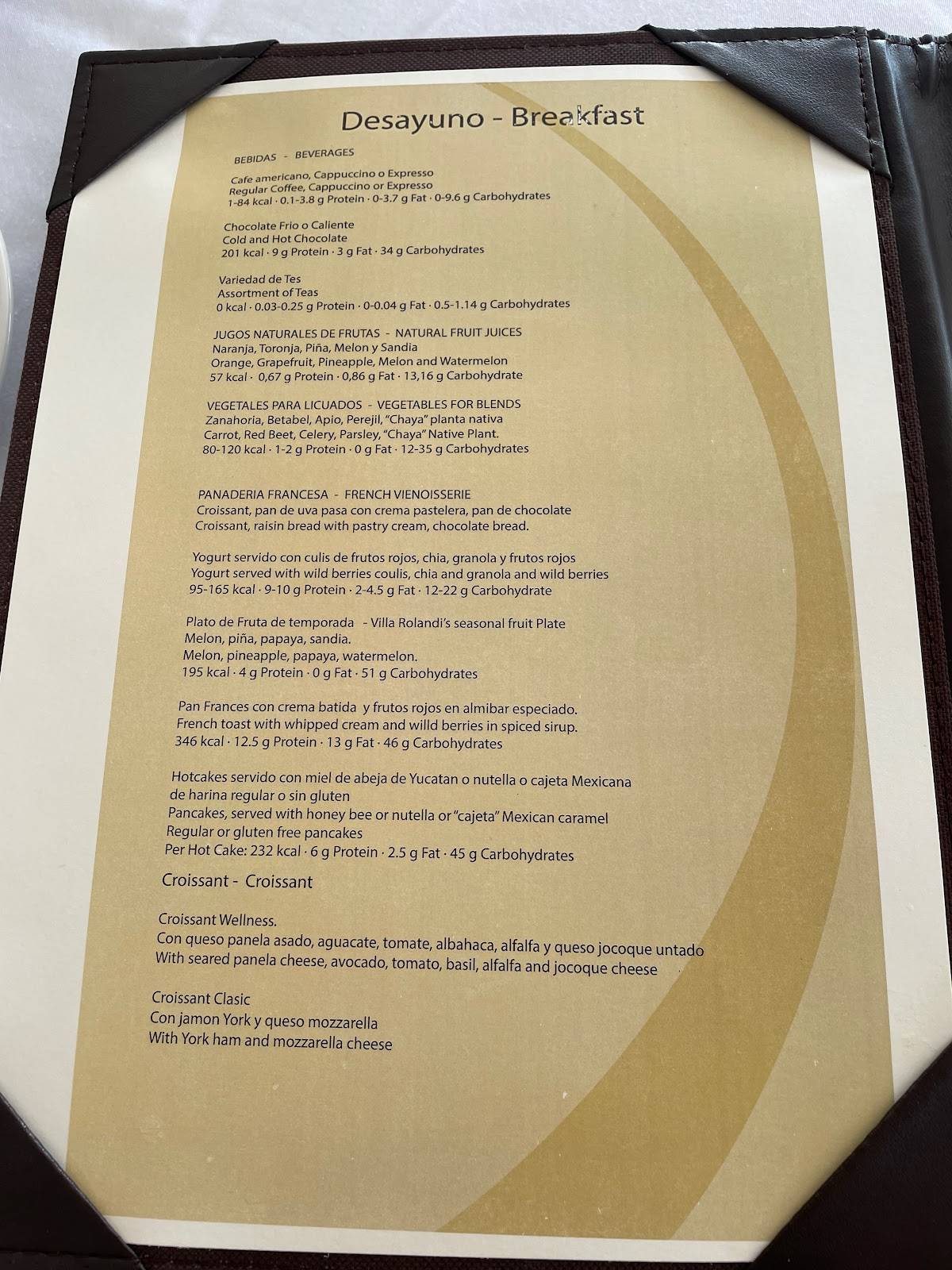 Menu at Casa Rolandi restaurant, Isla Mujeres, Carr. Sac Bajo 89