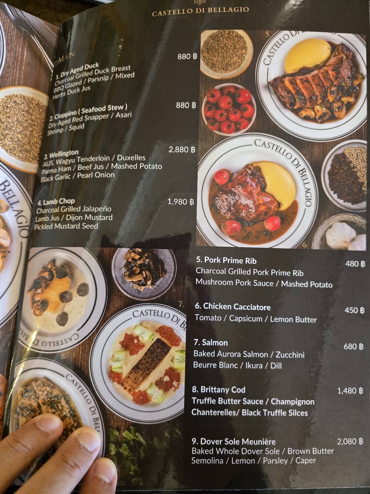 Menu at Castello Di Bellagio Pattaya restaurant, Sattahip