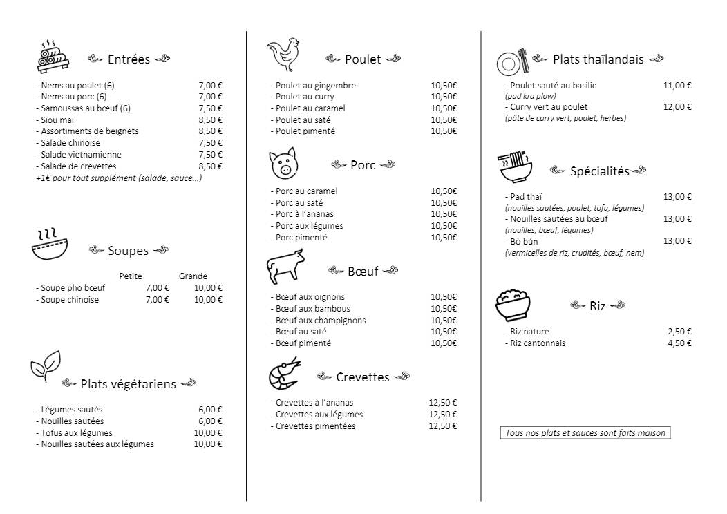 Menu au Chez Alice Agen restaurant, Agen