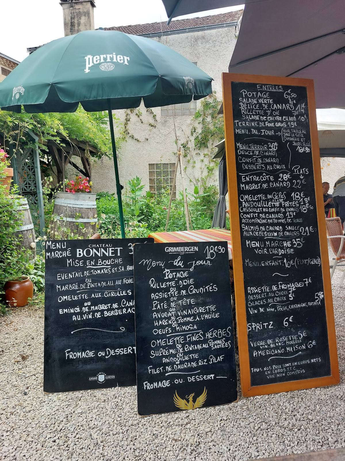 Menu au Chez Chabrol restaurant, Sarliac-sur-l'Isle