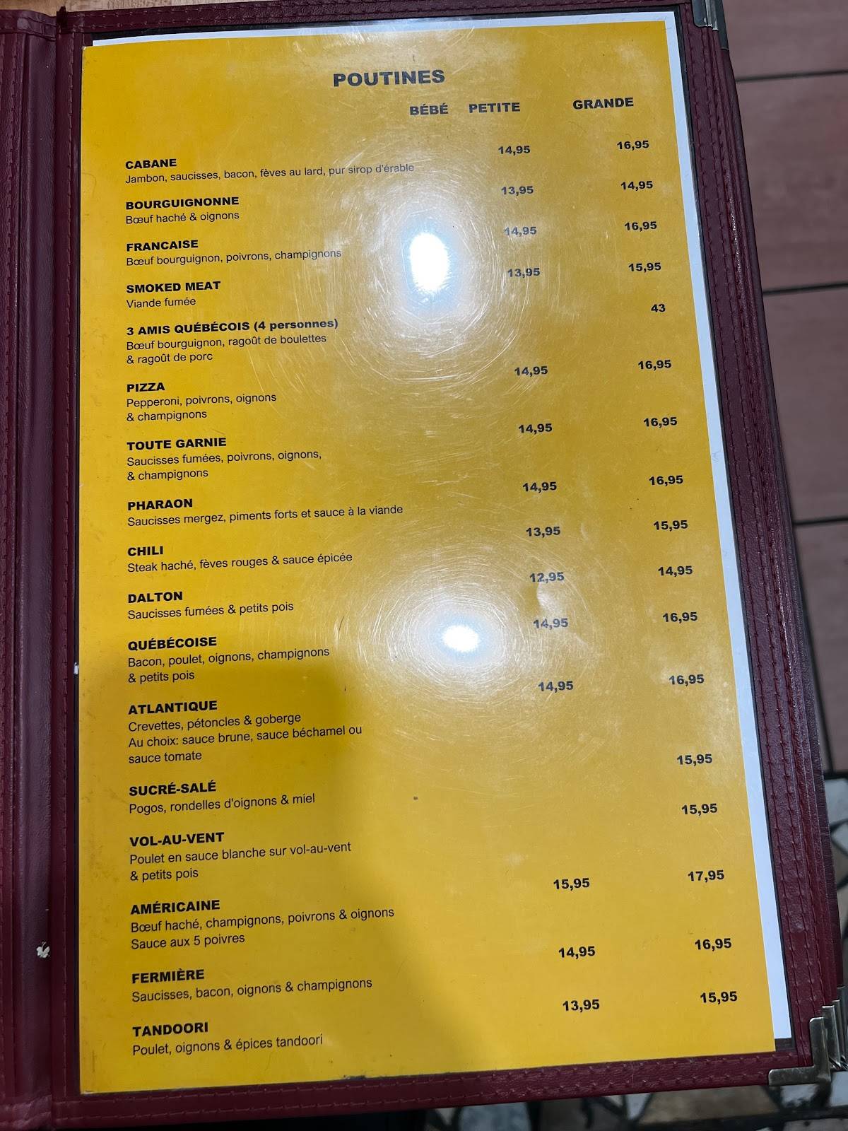 Menu at Restaurant Chez Claudette, Montréal