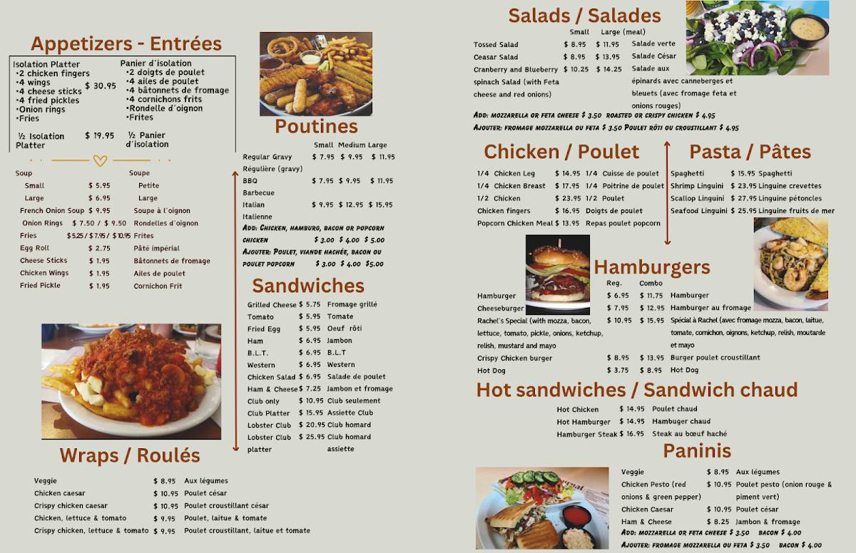 Menu at Restaurant Chez Rachel, Dalhousie