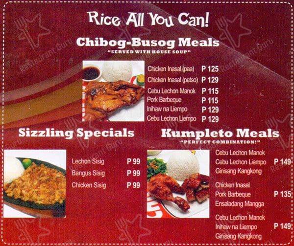 Menu at Chic-Boy restaurant, Pasay, Liberty Complex