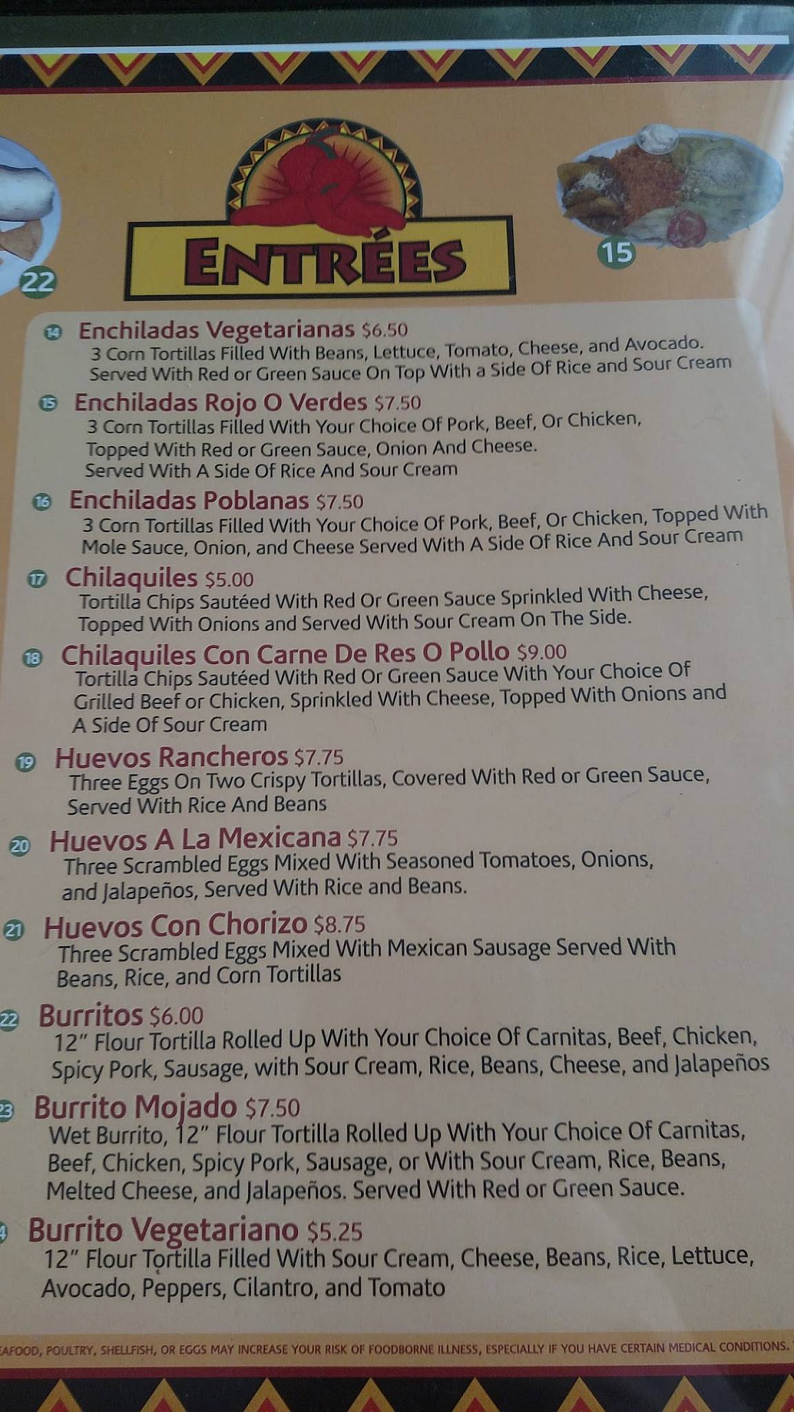 Menu at Chicano's Restaurant, Scranton, 427 Cedar Ave