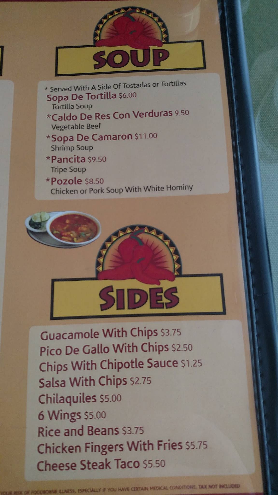 Menu at Chicano's Restaurant, Scranton, 427 Cedar Ave