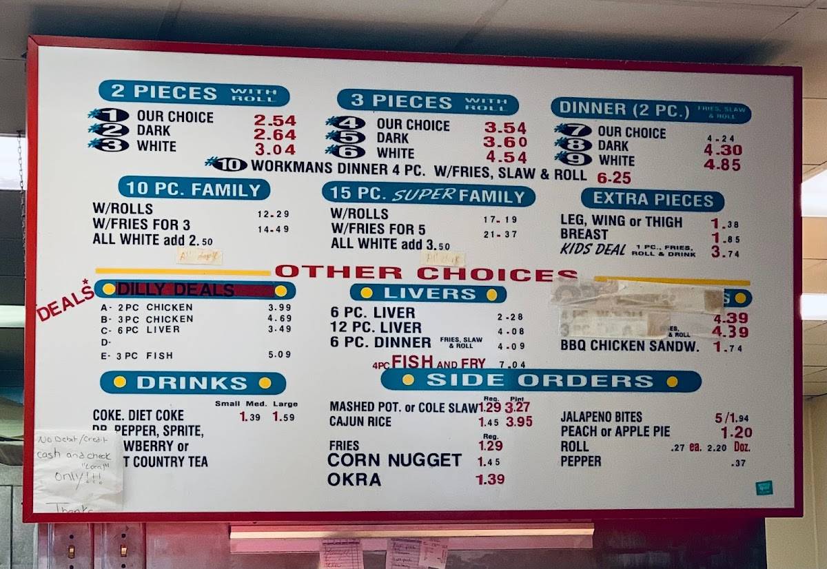 Menu at Chick-A-Dilly restaurant, Magnolia, 416 W Main St