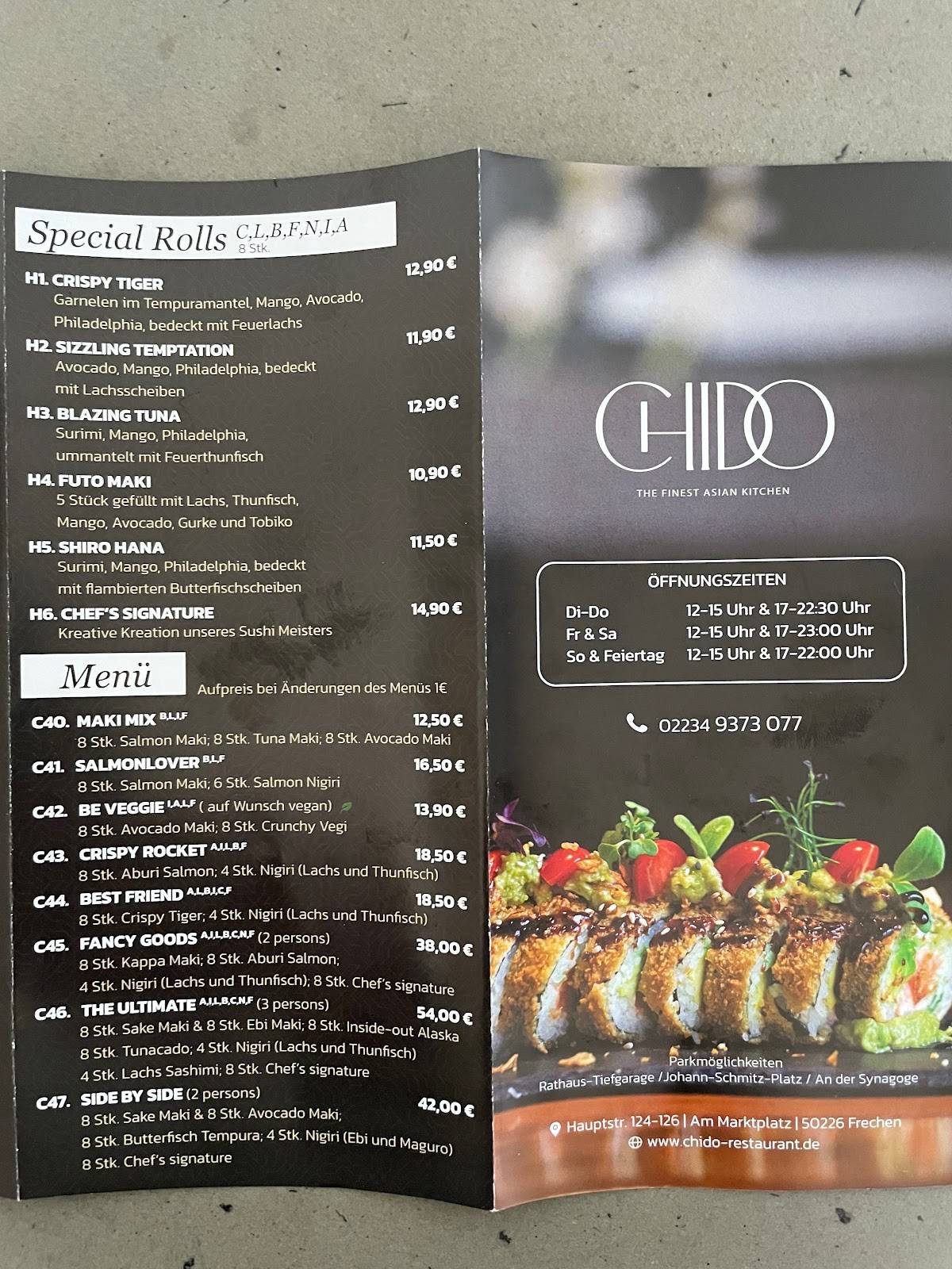 Speisekarte von Chido Restaurant, Frechen