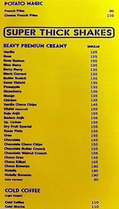 Menu at Choice Snacks Parlour, Mumbai