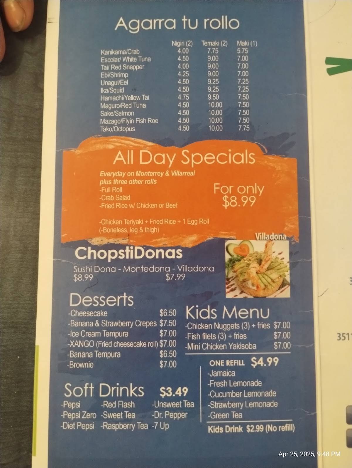 Menu at Chopsticks restaurant, Laredo, 313 W Village Blvd #110
