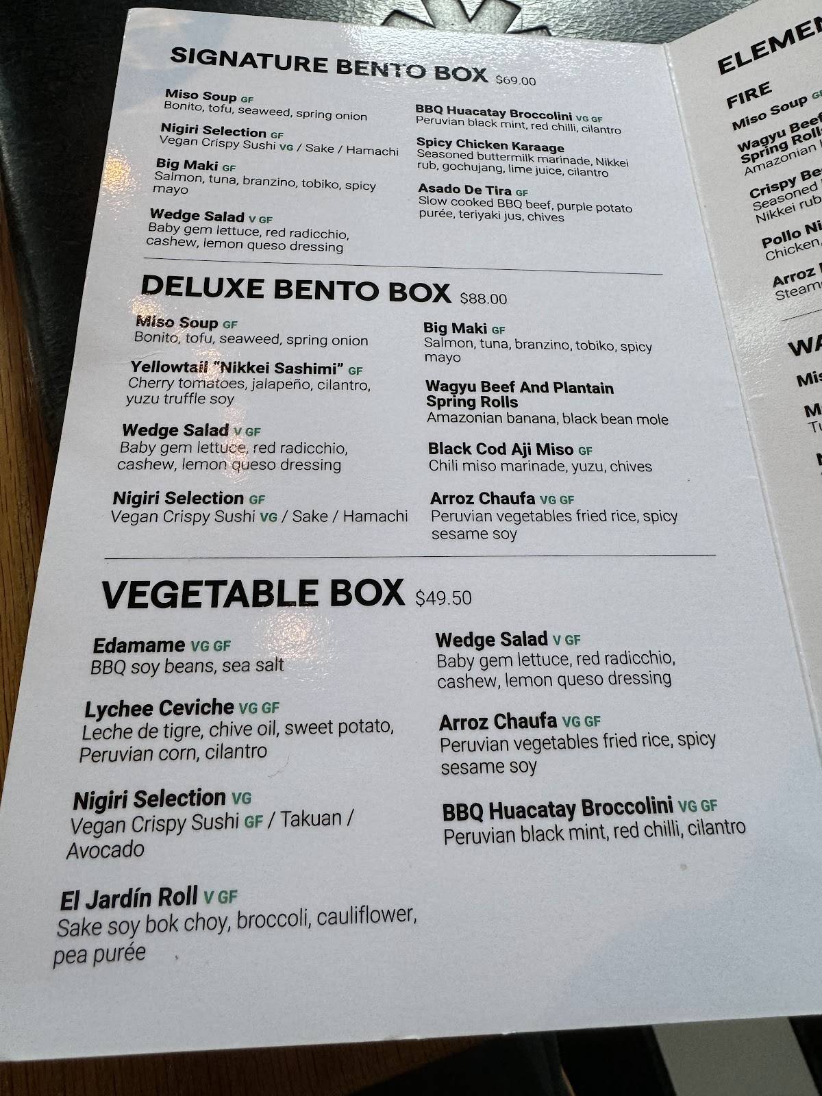 Menu at Chotto Matte Toronto restaurant, Toronto, 161 Bay St.
