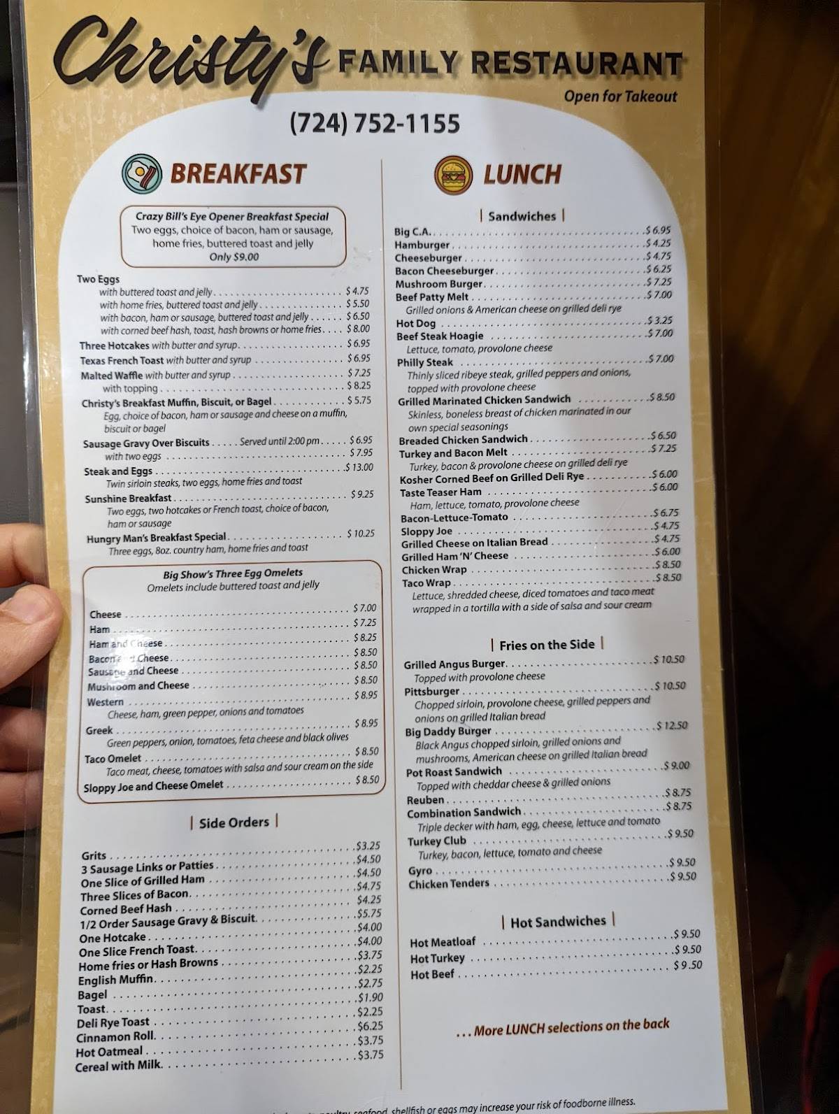 Menu at Christy's Restaurant, Ellwood City, PA-65
